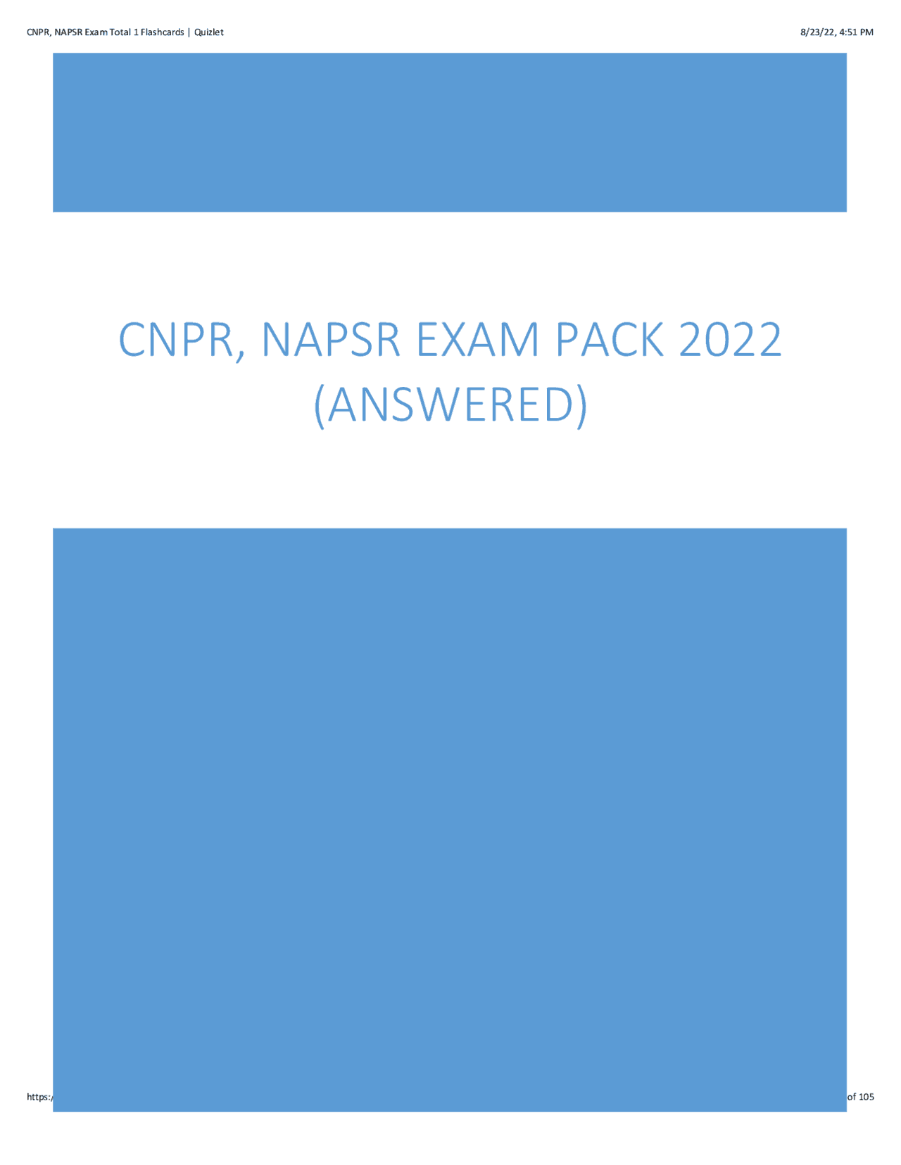 CNPR, NAPSR Exam Pack 2022 (ANSWERED). | Exams Nursing | Docsity