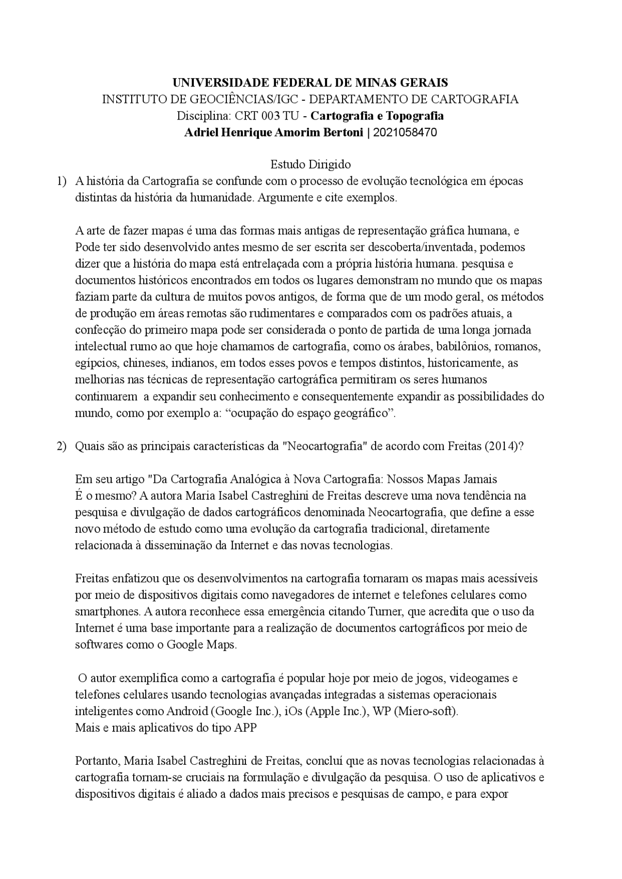 Cartografia e topografia | Exercícios Geodésia e Cartografia | Docsity