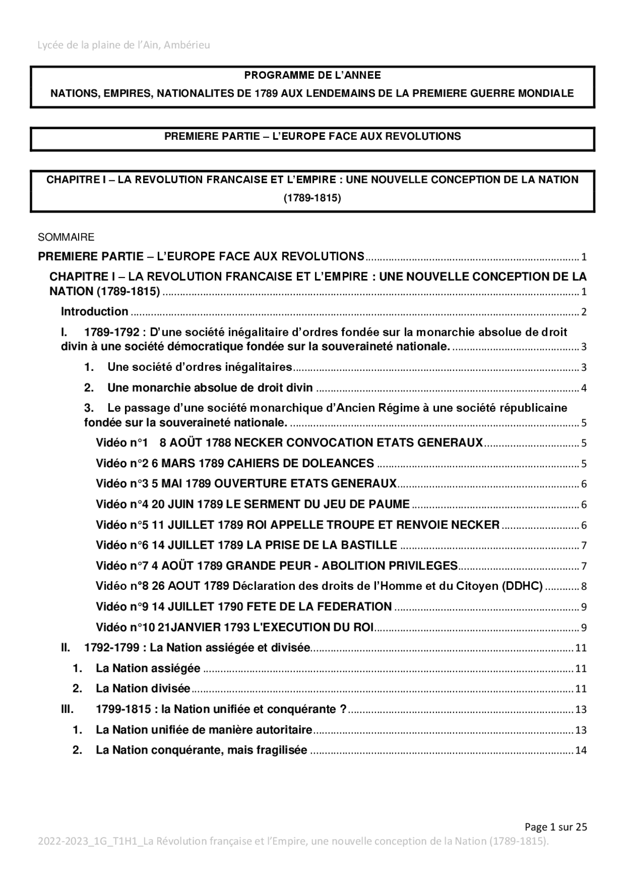 Révolution Française 1798 Notes Histoire Docsity