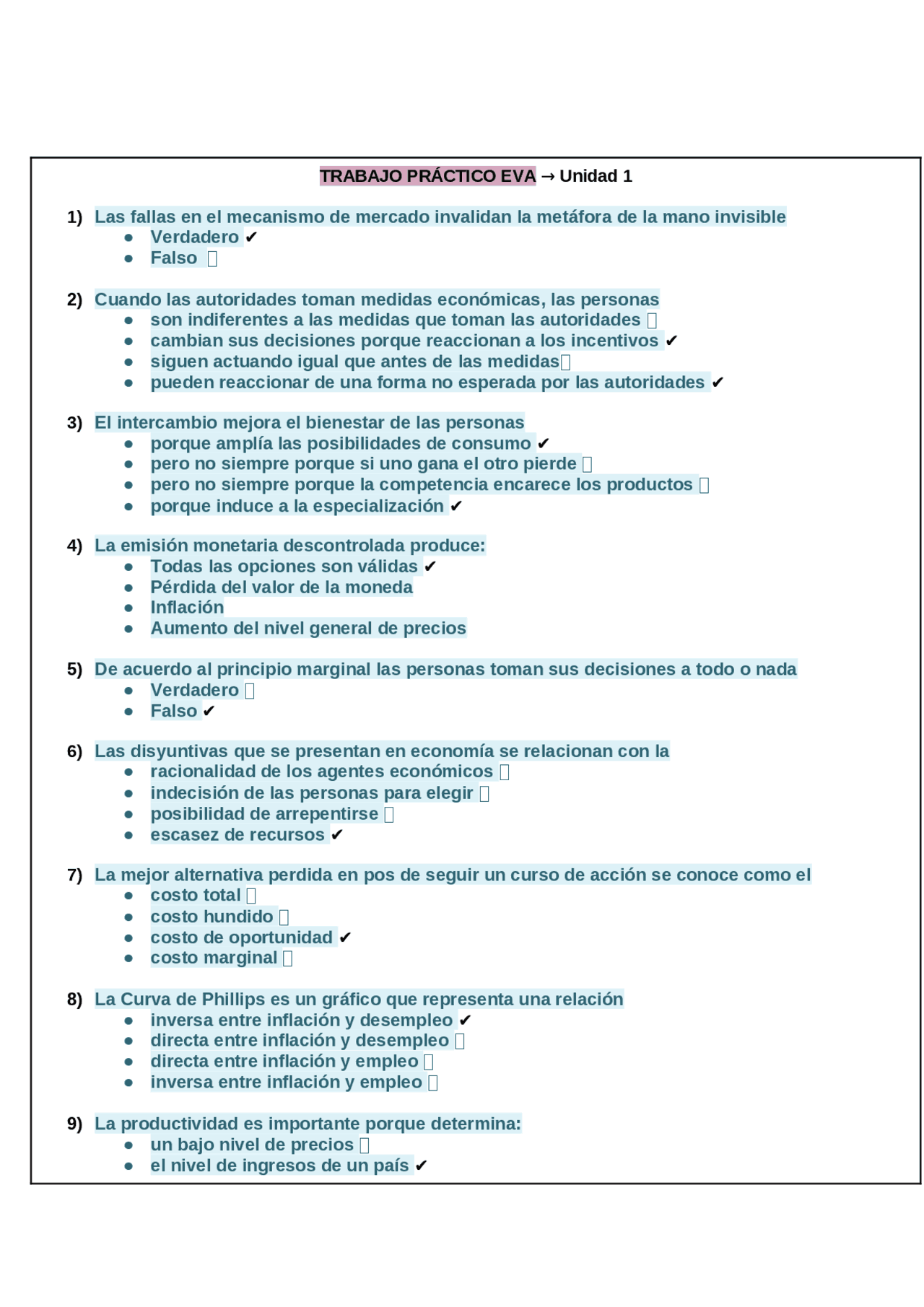 Ejercicios prácticos | Ejercicios de Economía | Docsity