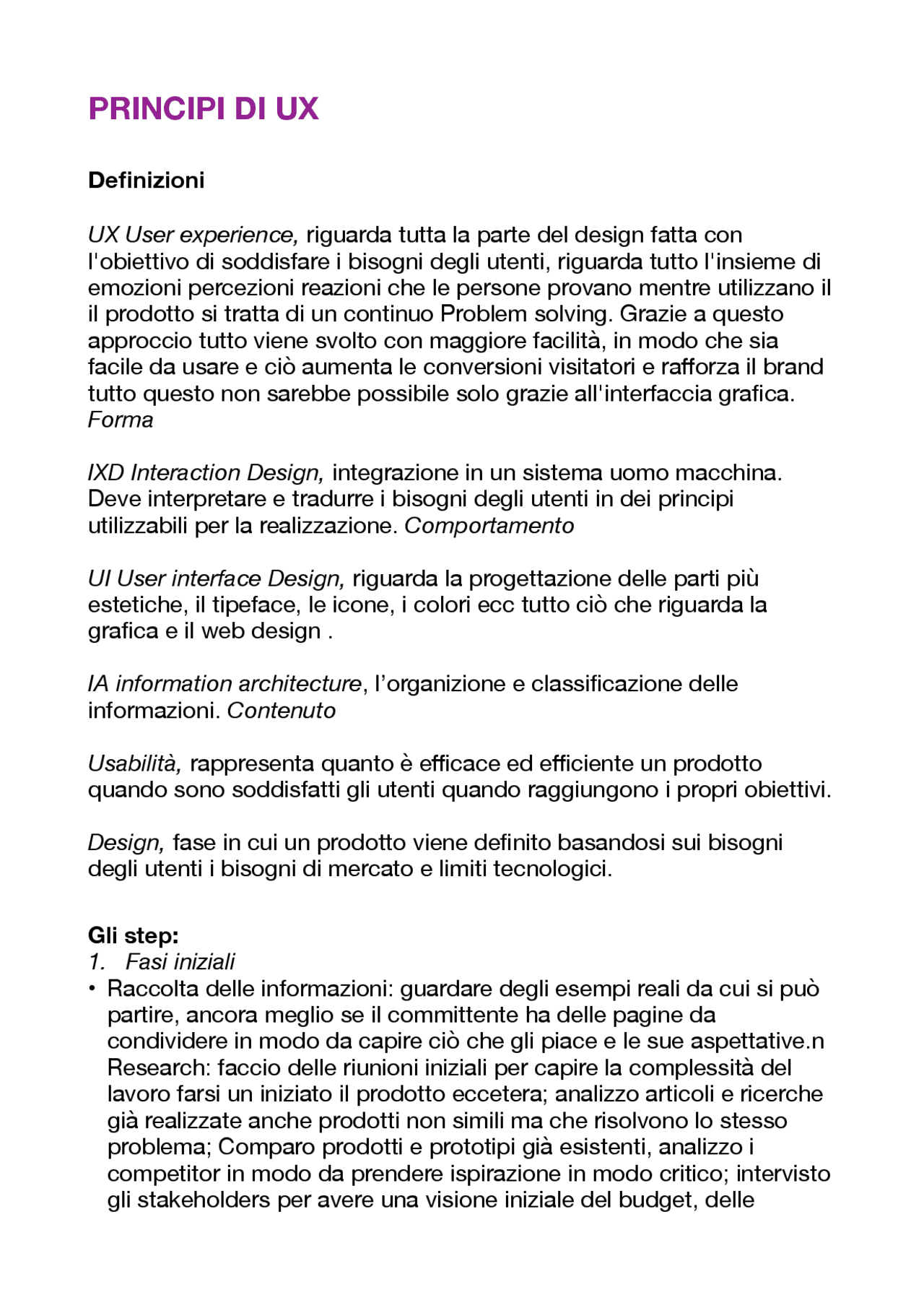 Appunti Di User Experience Le Fasi I Principi Ecc Appunti Di