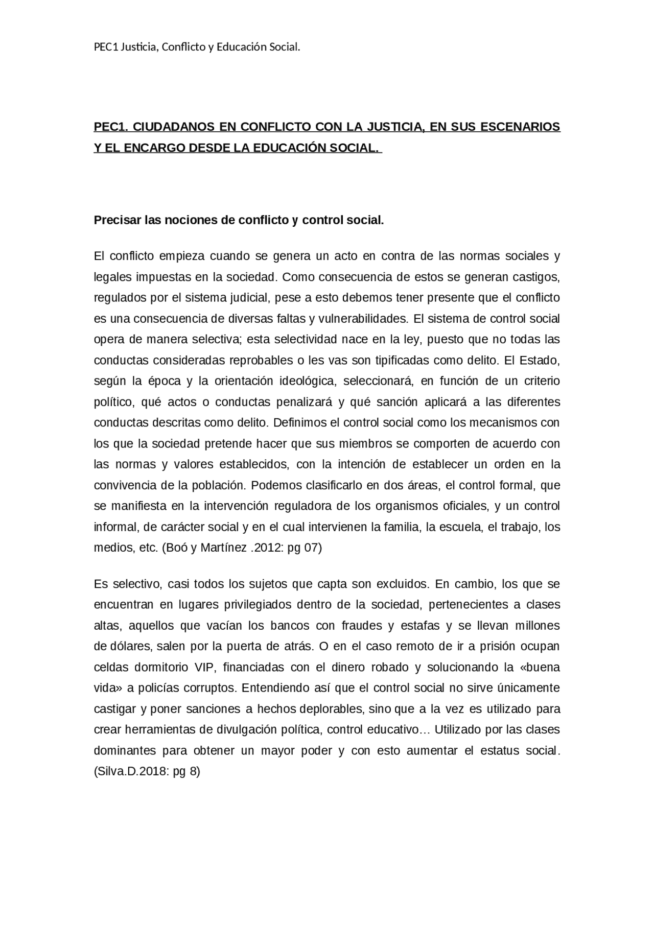 Pec1 Justicia Conflicto Ejercicios De Justicia Penal Docsity