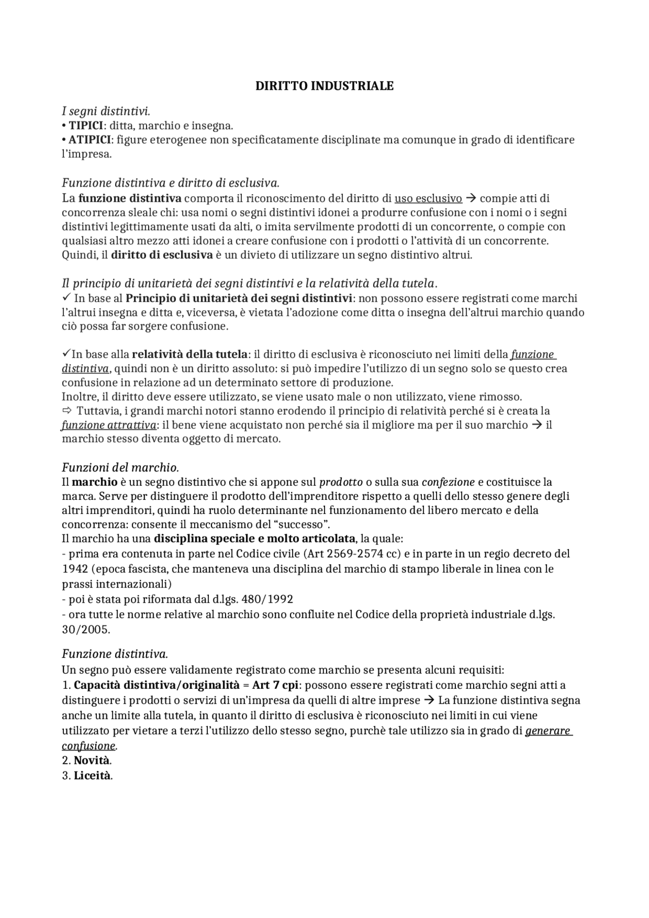 Appunti Di Diritto Industriale Appunti Di Diritto Industriale Docsity