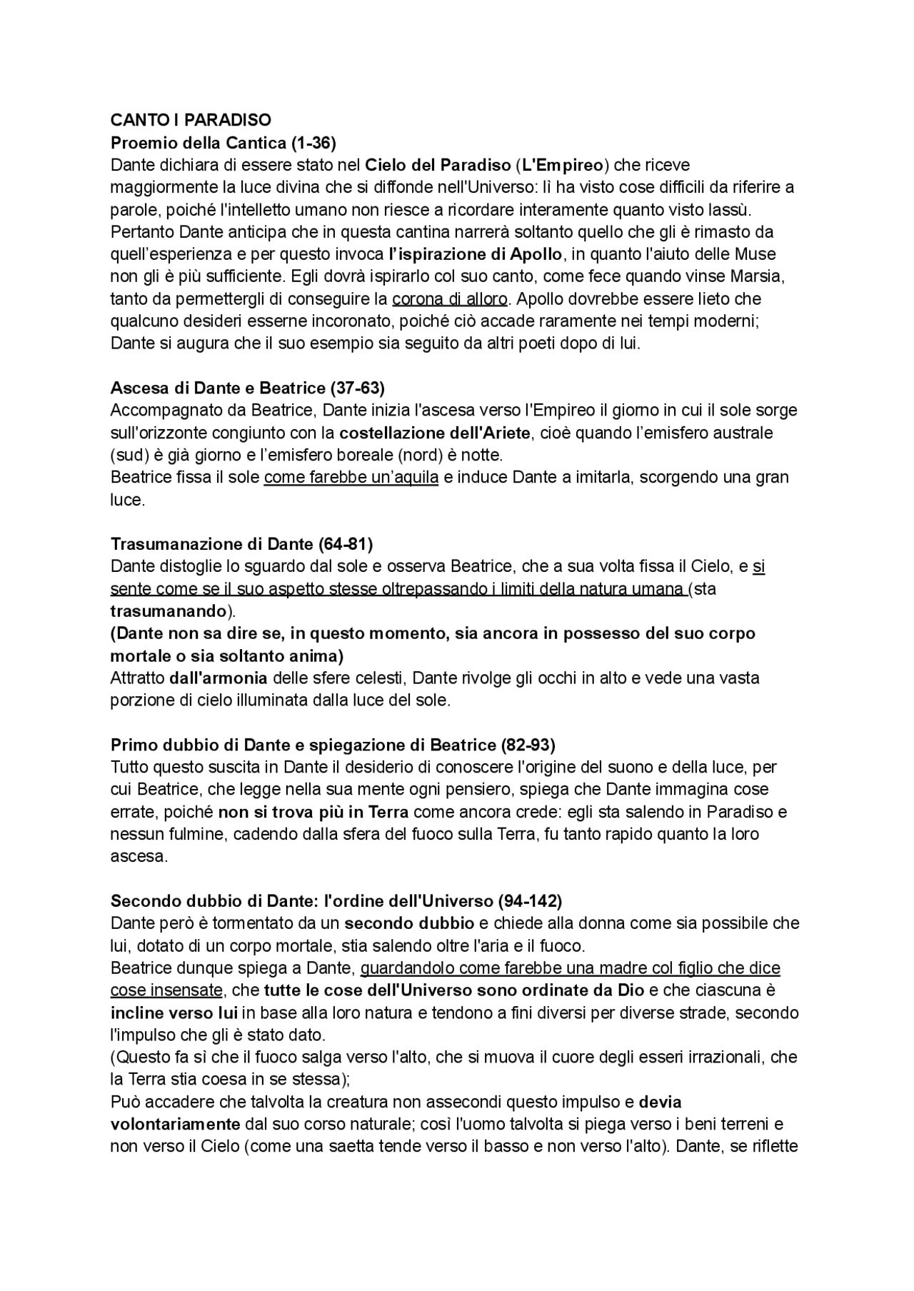 1 Canto Paradiso Divina Commedia Schemi E Mappe Concettuali Di