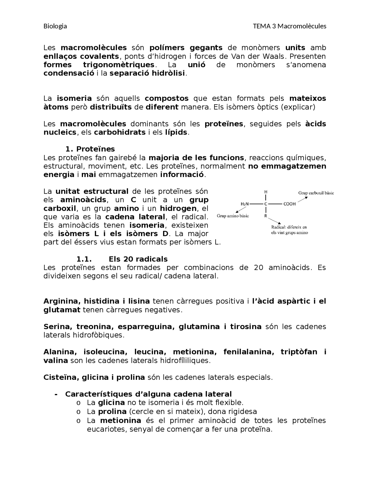Tema 3 Macromolècules Proteines Carbohidrats Lípids I àcids