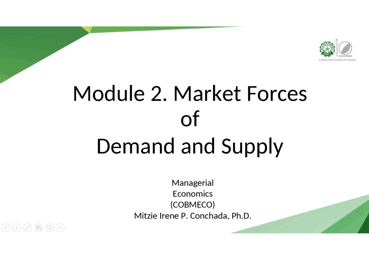 Module 2. Market Forces of Demand and Supply | Exams Economics | Docsity