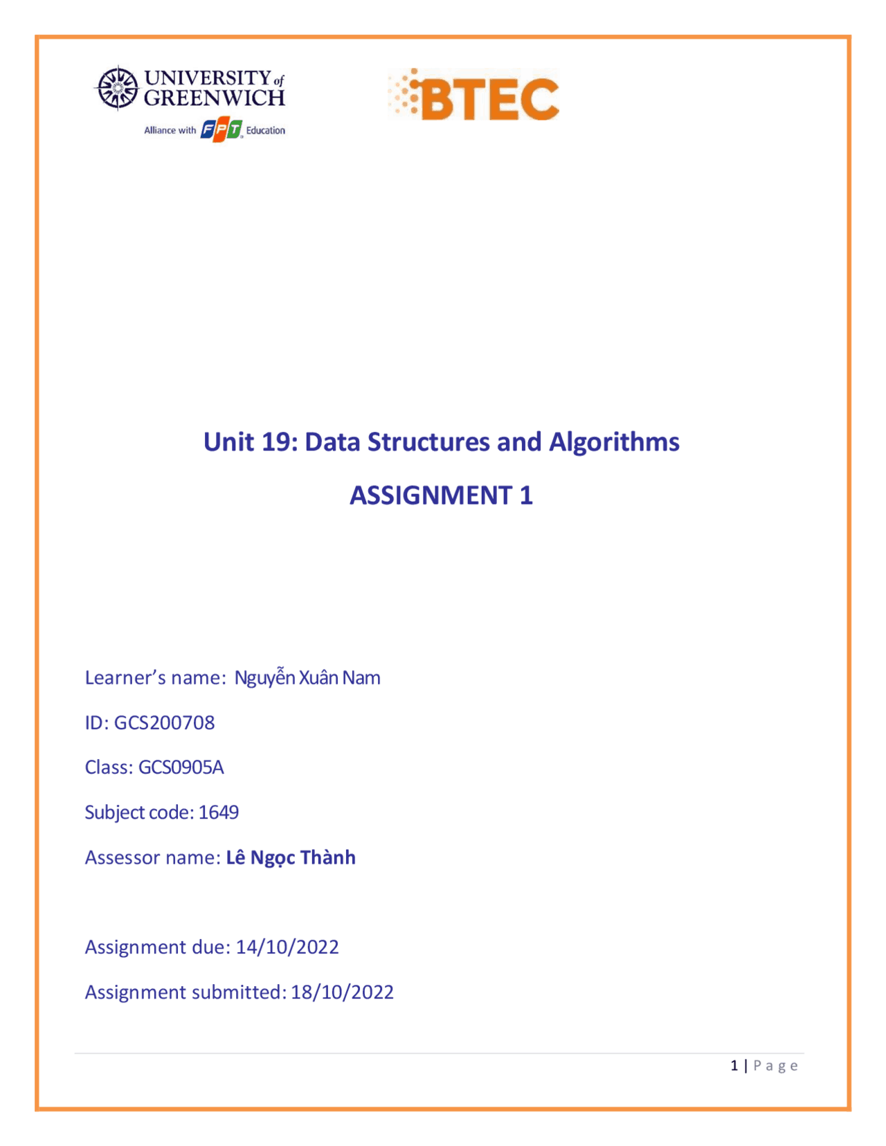 Assignment 1 1649 Data Structures & Algorithms | Cheat Sheet Data Structures and Algorithms ...