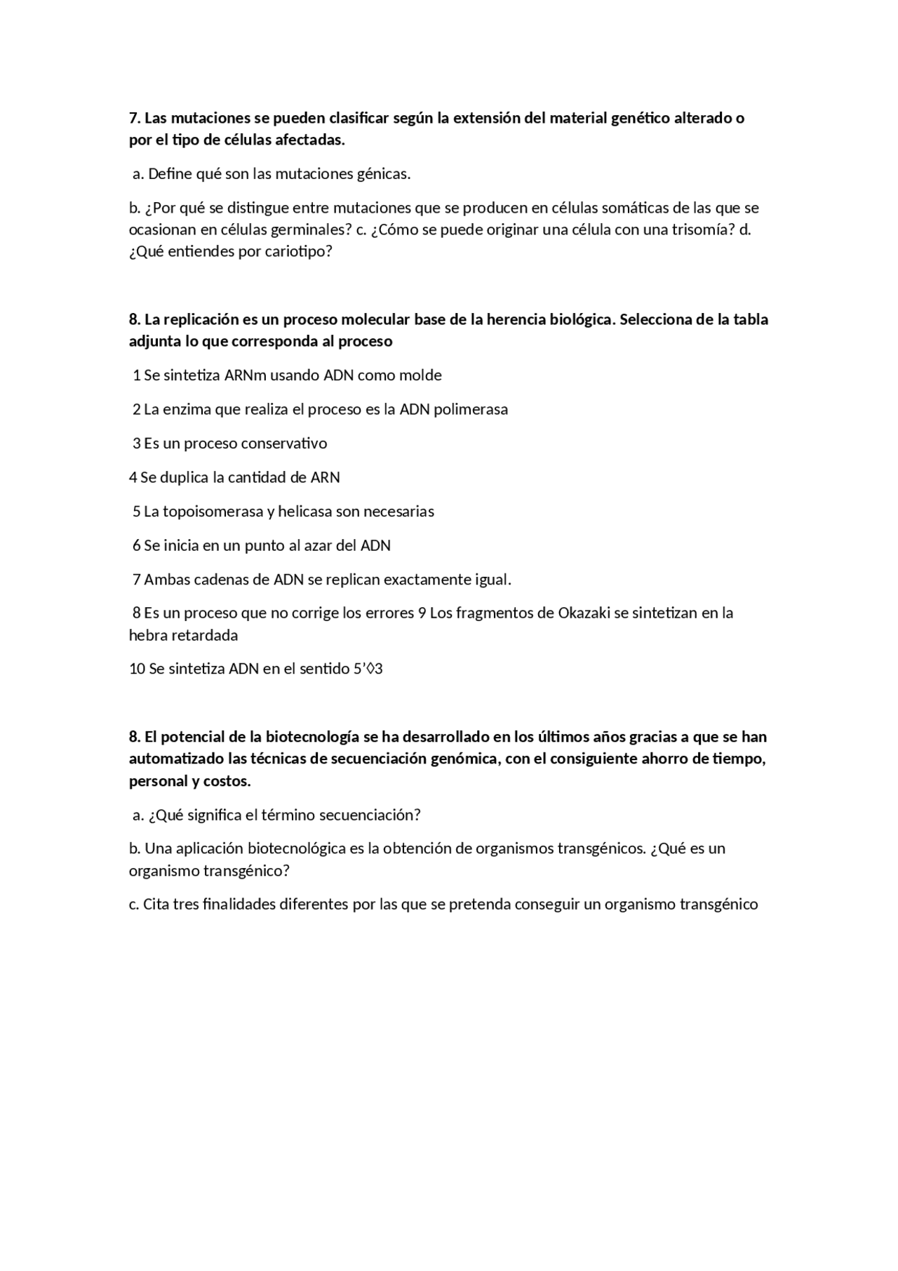 Ejercicios Mutaciones Ejercicios De Biología Docsity