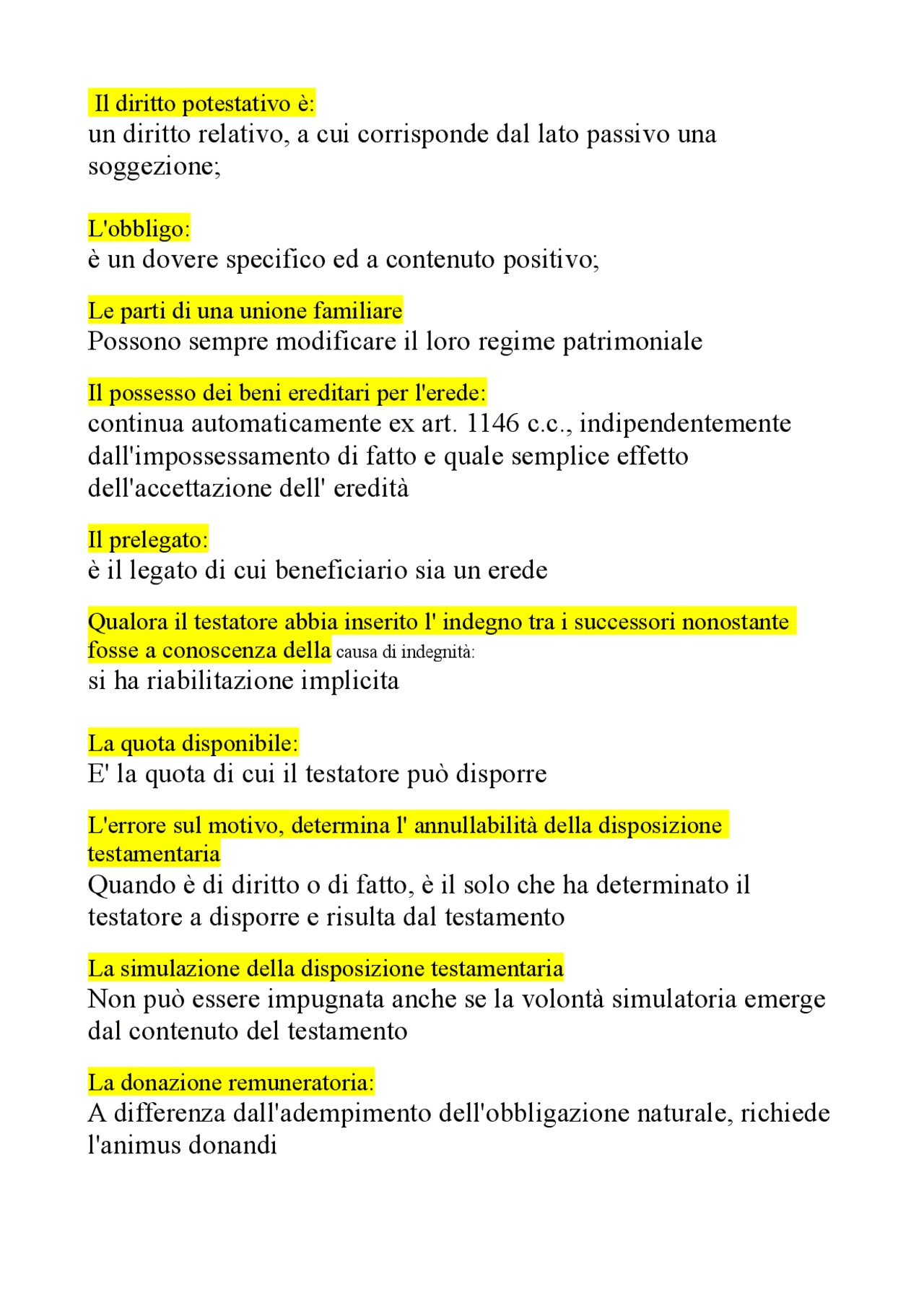 Test Di Diritto Privato Prove Desame Di Diritto Privato Docsity