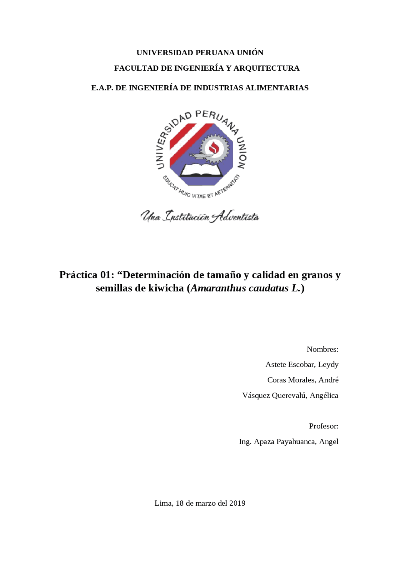 INFORMES DE PRACTICA DE LABORATORIO | Ejercicios de Química Orgánica | Docsity