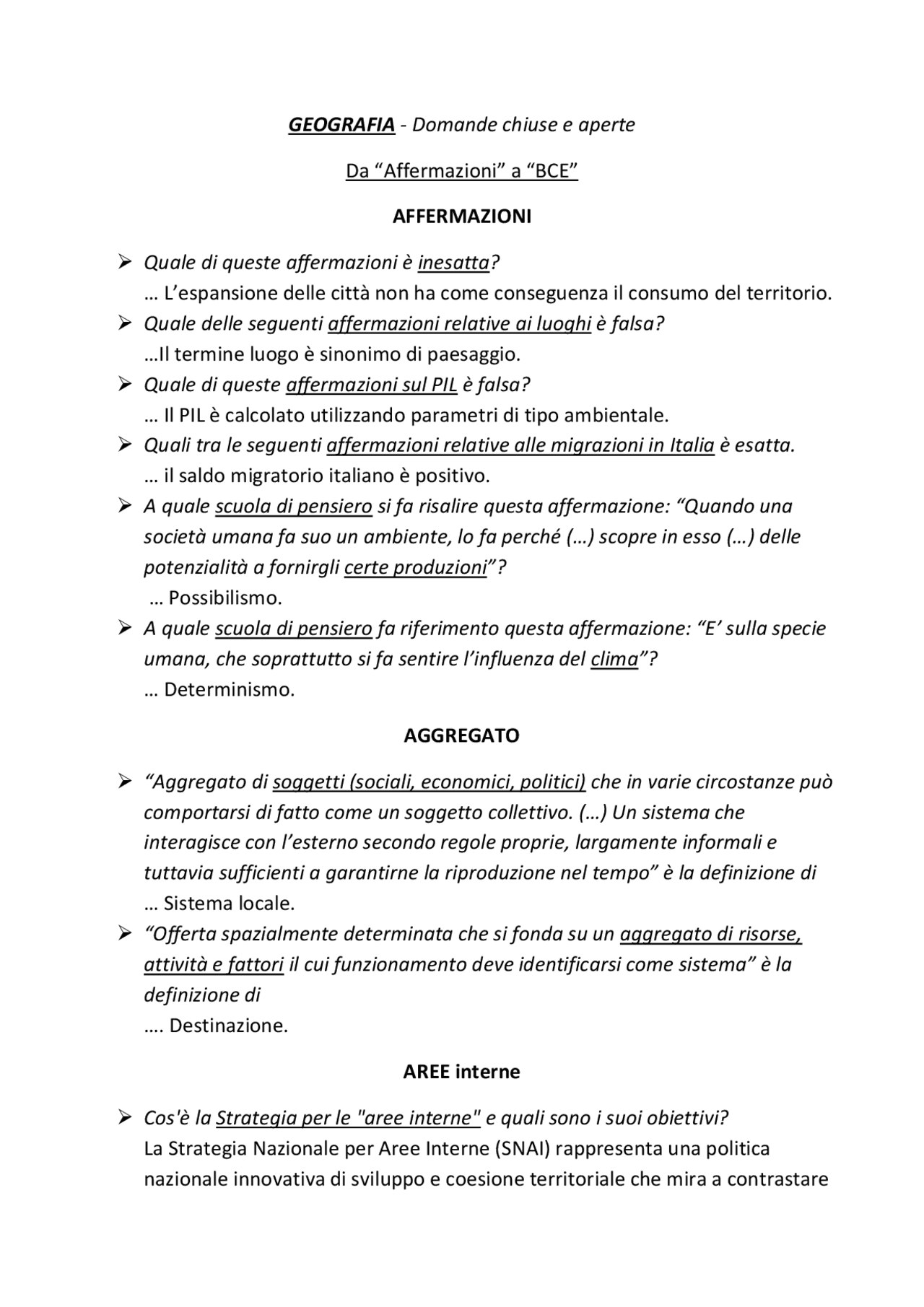 Geografia Domande Aperte E Chiuse Parte 1 Schemi E Mappe
