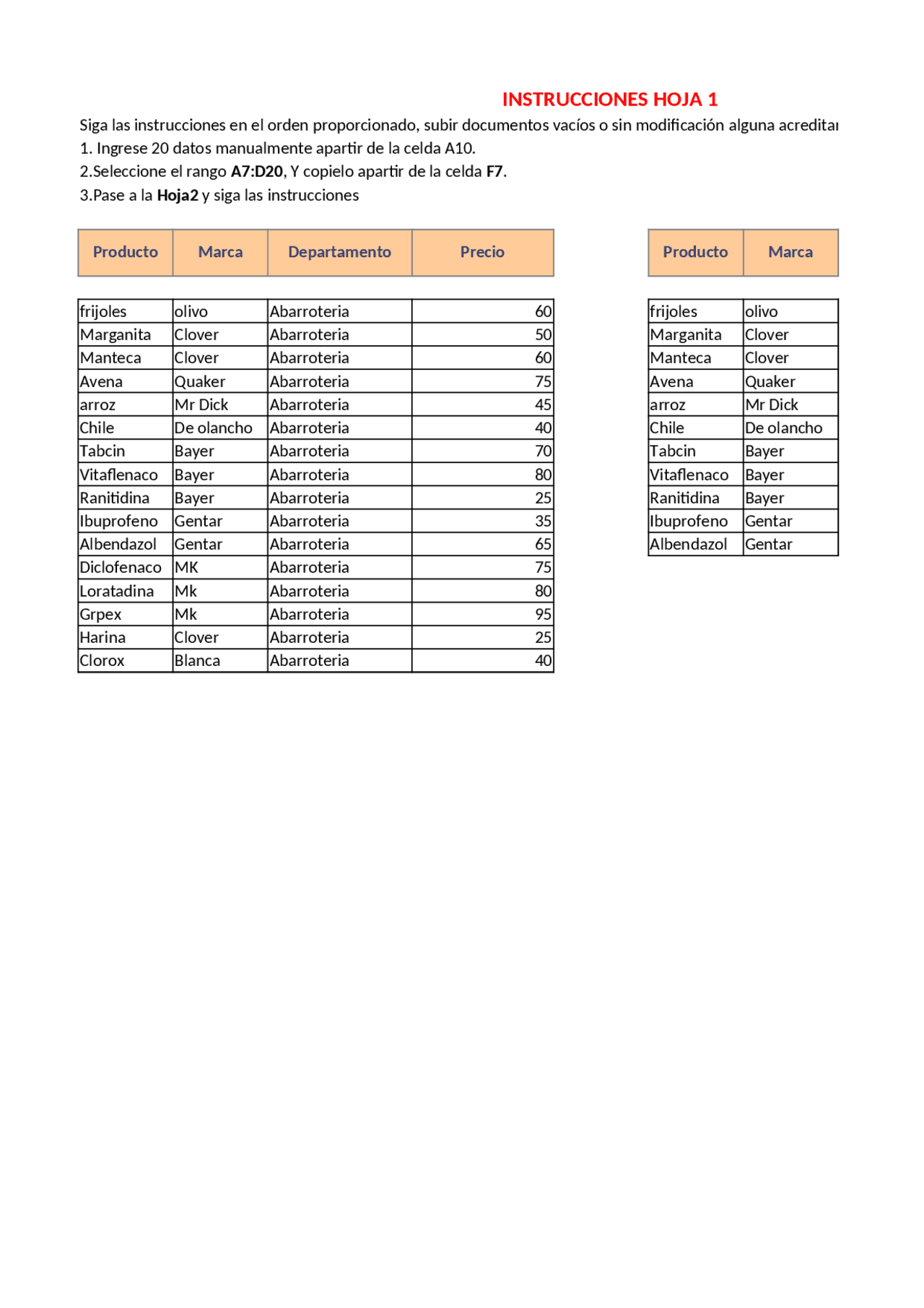 Ejercicio 1 Actividad Excel Computación Aplicada Ejercicios De