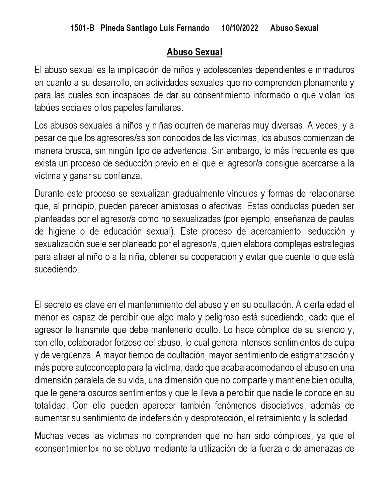 Abuso Sexual Resumen Resúmenes De Medicina Docsity