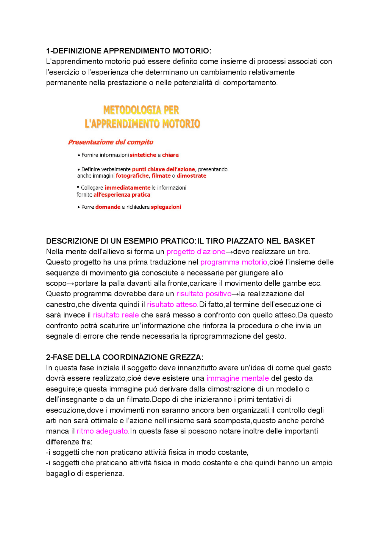 Lapprendimento Motorio Appunti Di Educazione Fisica Docsity