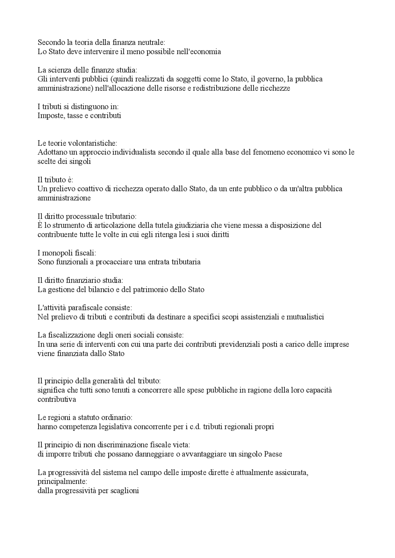 Test Di Diritto Tributario Prove Desame Di Diritto Tributario Docsity