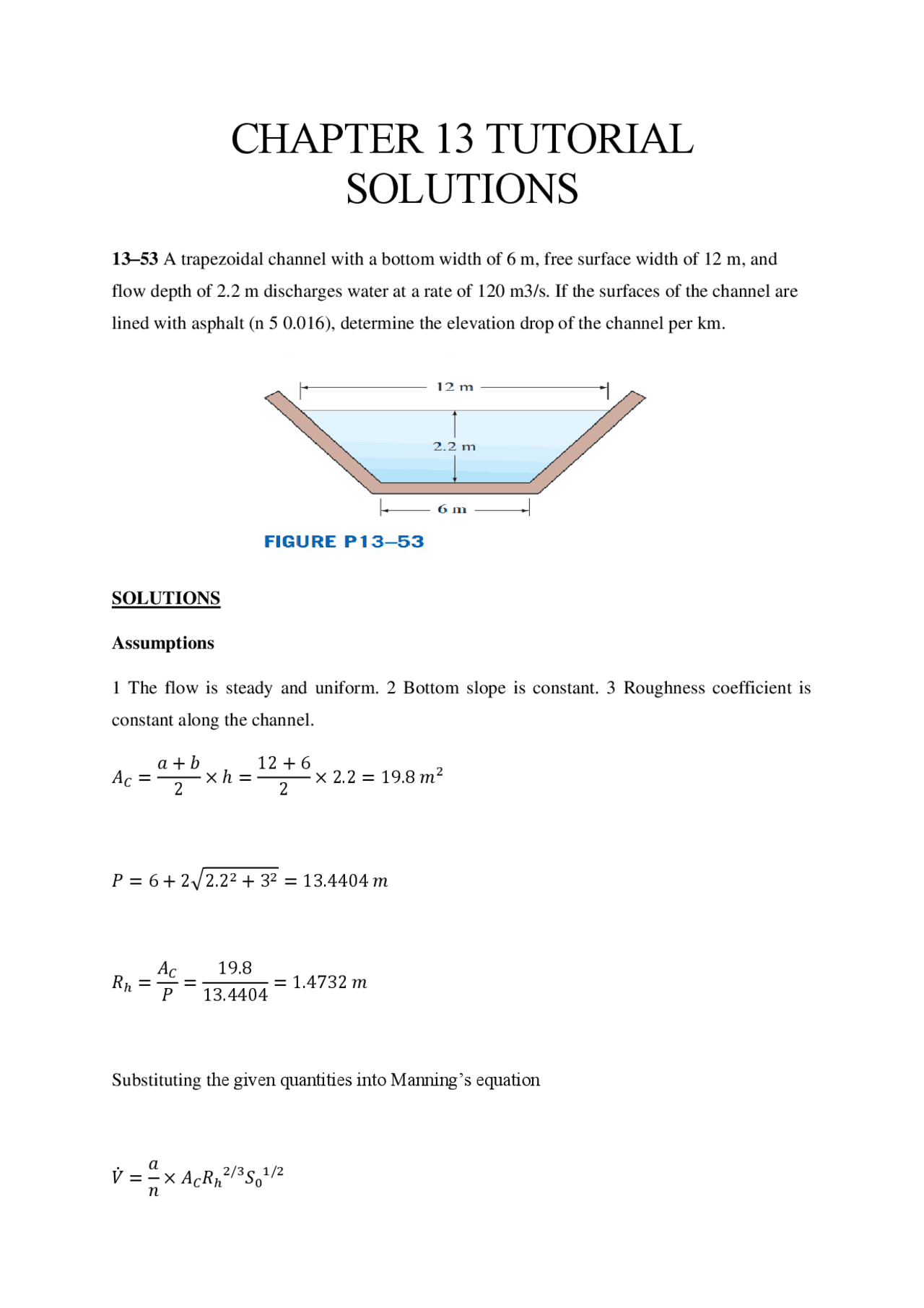 Hydraulics Problems For Semester Test 3 Exercises Hydraulics Docsity