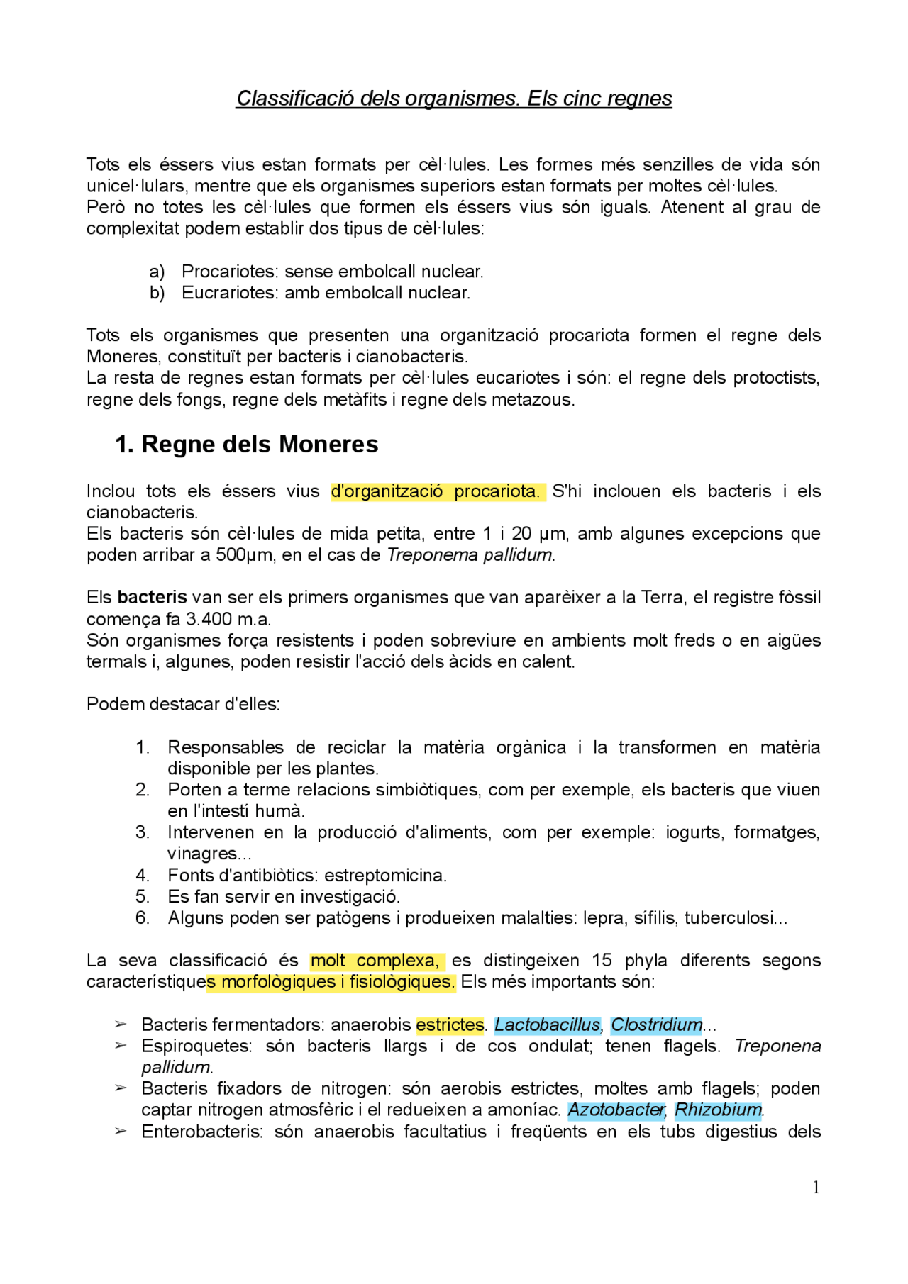 Apunts Dels 5 Regnes Déssers Vius Apuntes De Ecología Docsity