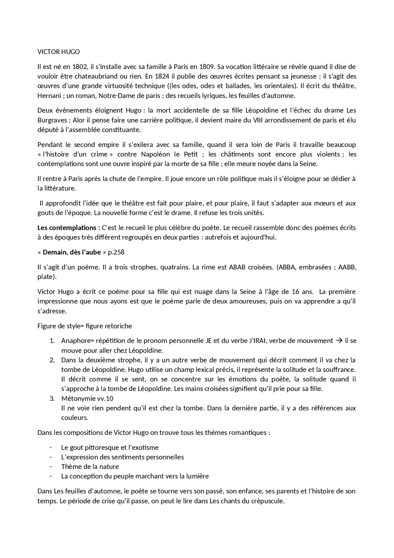 Victor Hugo Appunti Appunti Di Francese Docsity