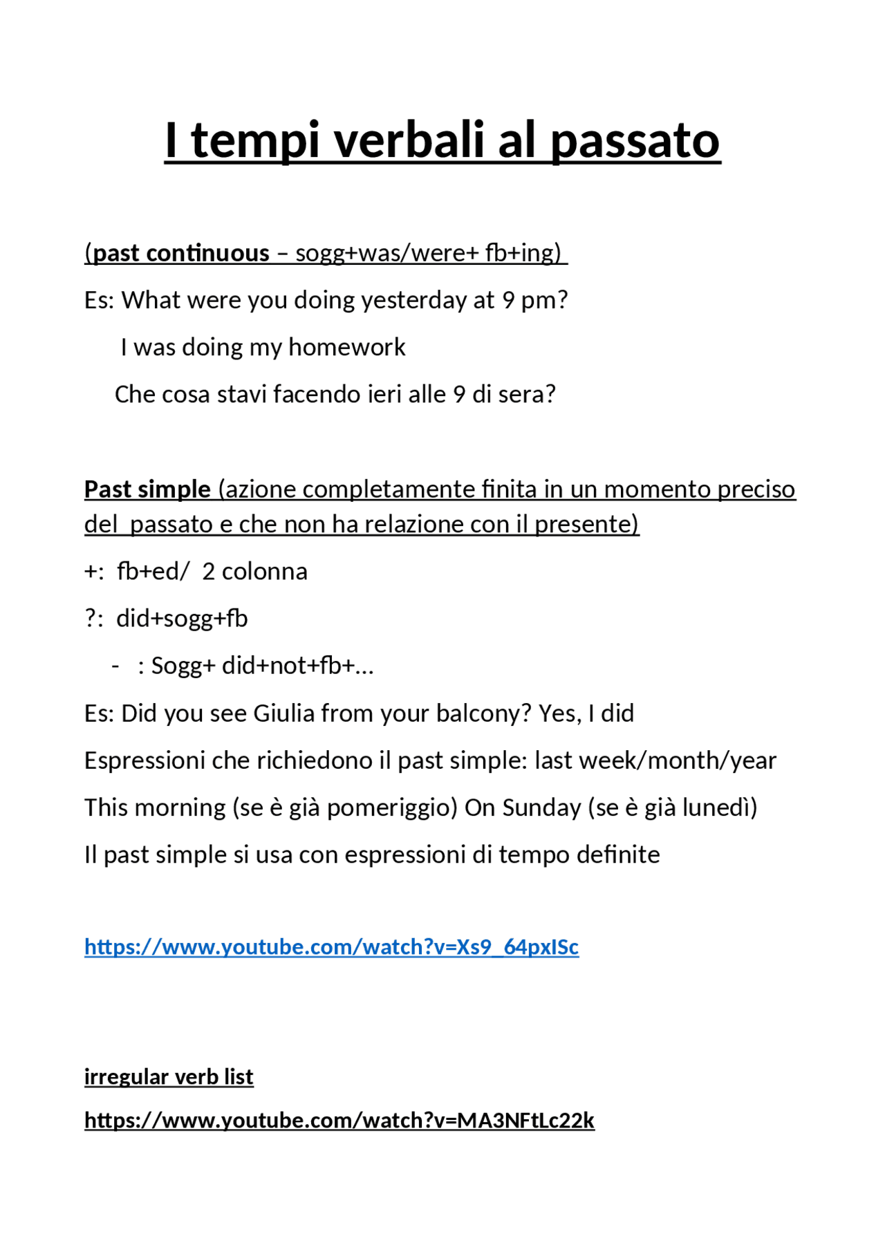 Past Simple Vs Present Perfect Schemi E Mappe Concettuali Di Inglese