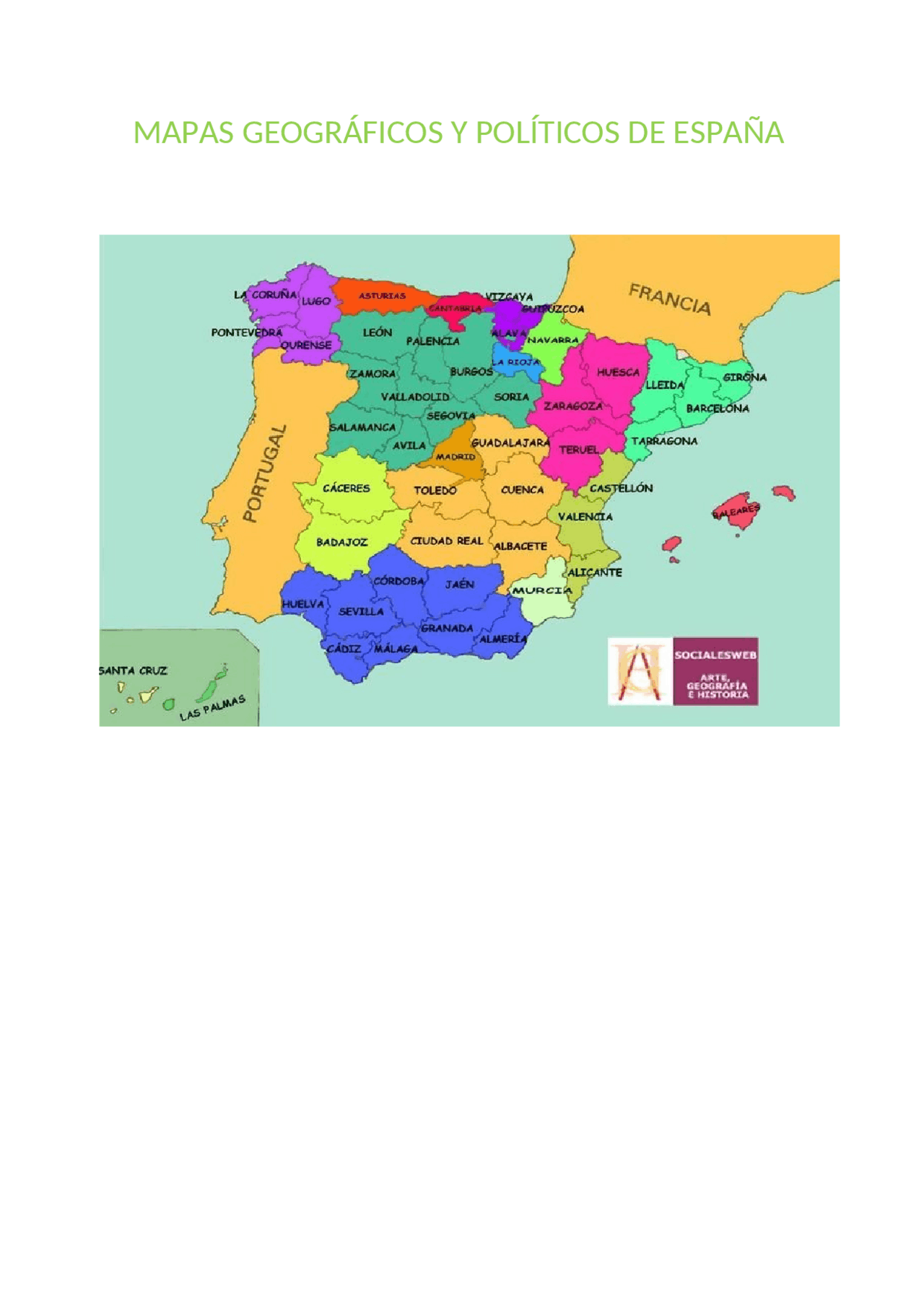 Mapas provincias mapa politico español | Apuntes de Geografía | Docsity