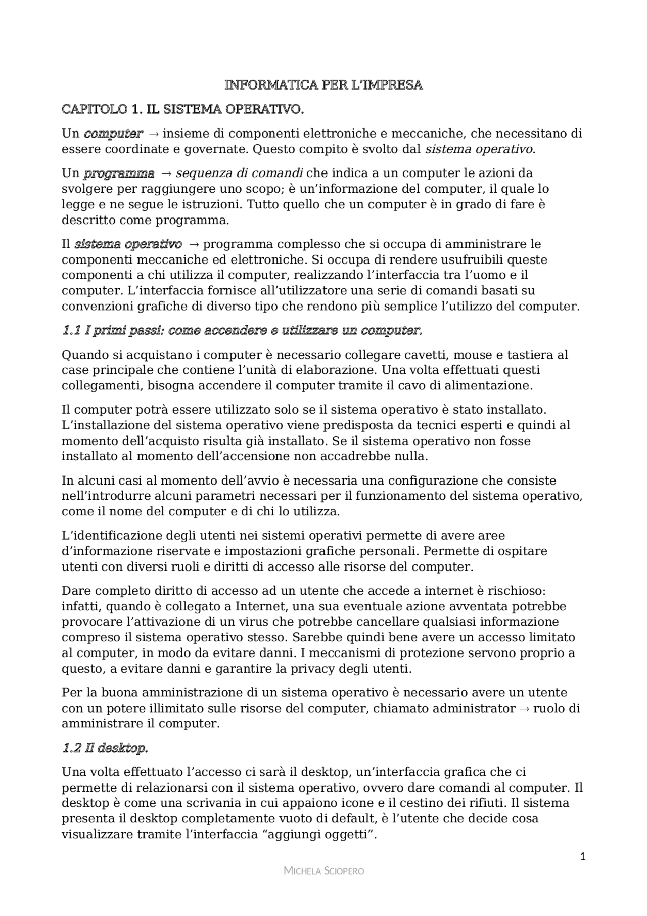 Riassunto Libro Informatica per l'impresa tra soluzioni proprietarie ed open source | Dispense ...