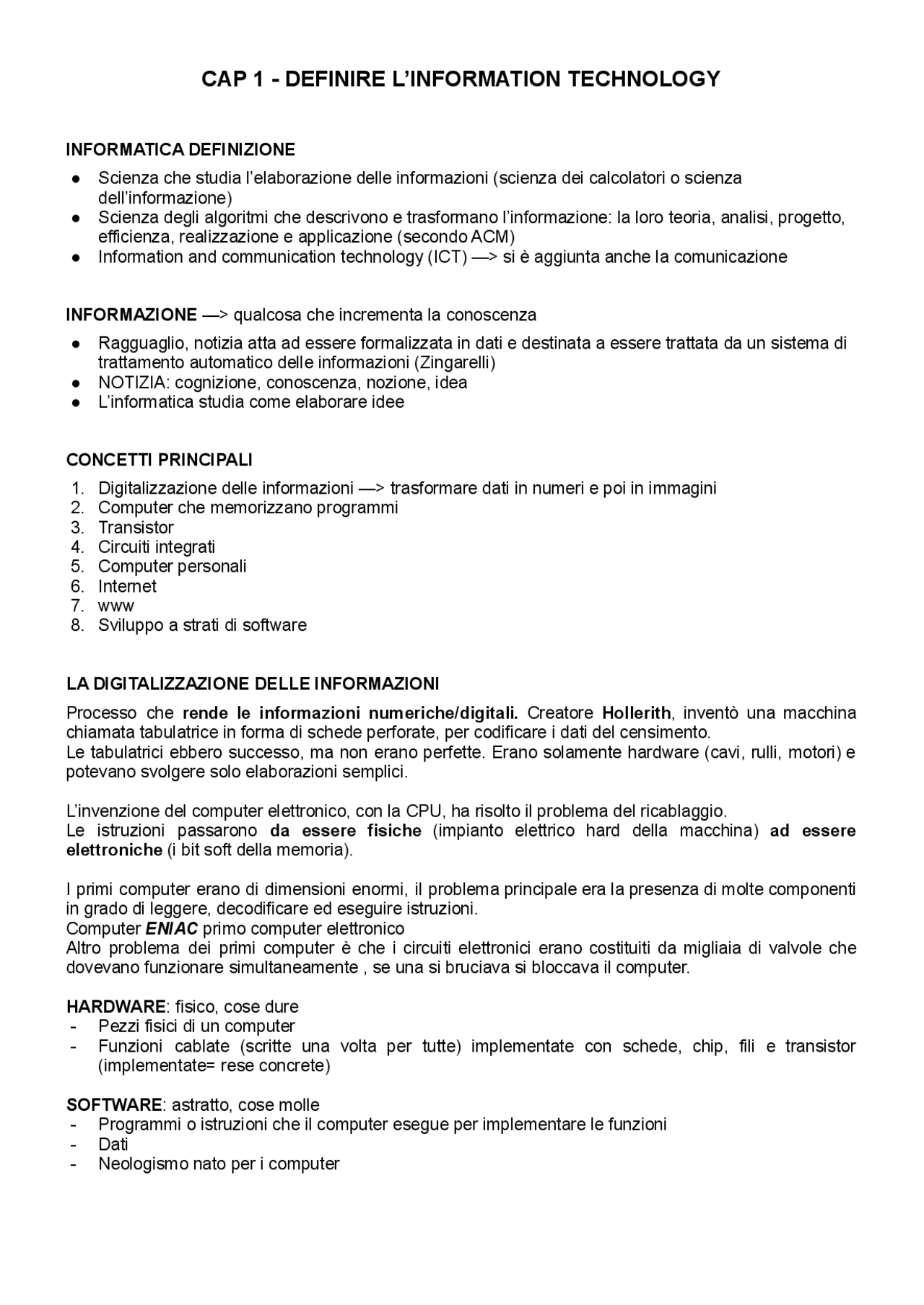 Fondamenti Di Informatica Appunti Di Fondamenti Di Informatica Docsity