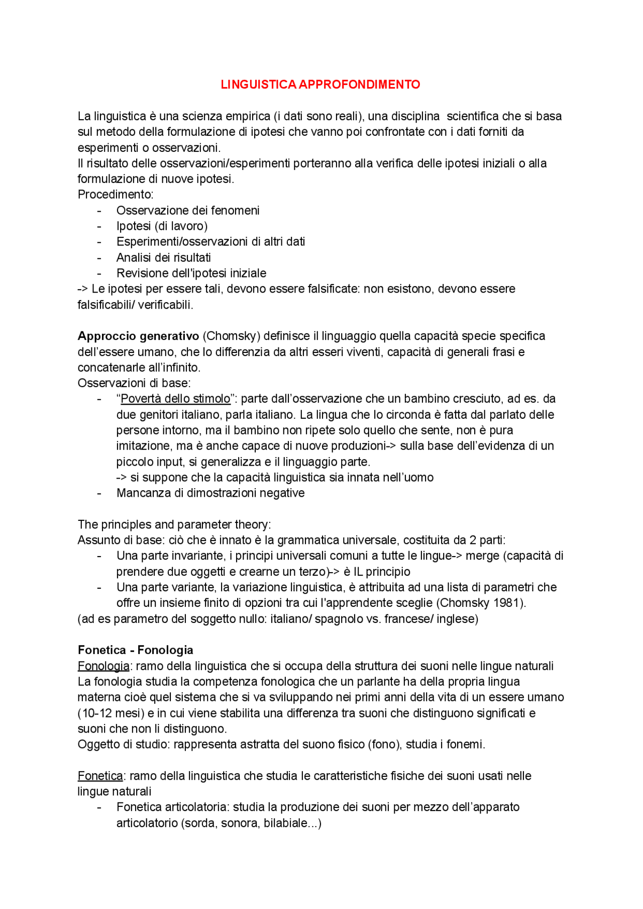 Linguistica Approfondimento Appunti Di Linguistica Docsity
