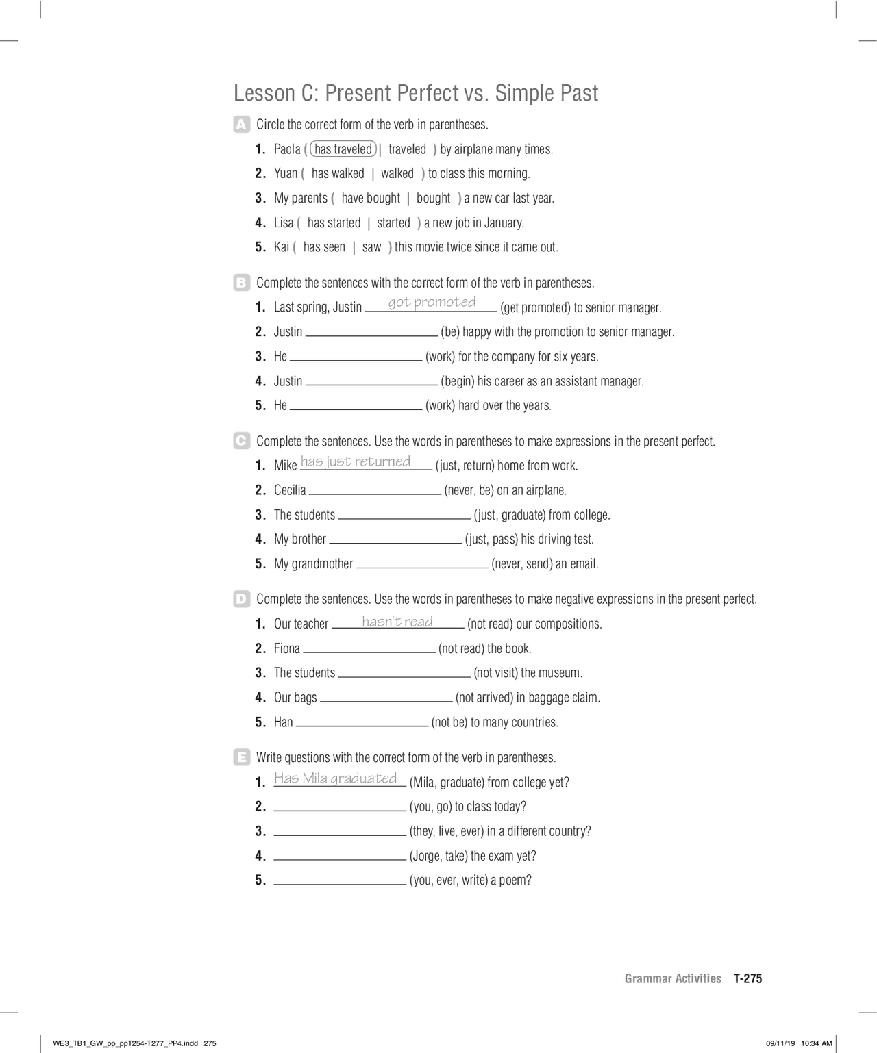 Grammar Activities: Present Perfect vs. Simple Past | Guías, Proyectos, Investigaciones de ...