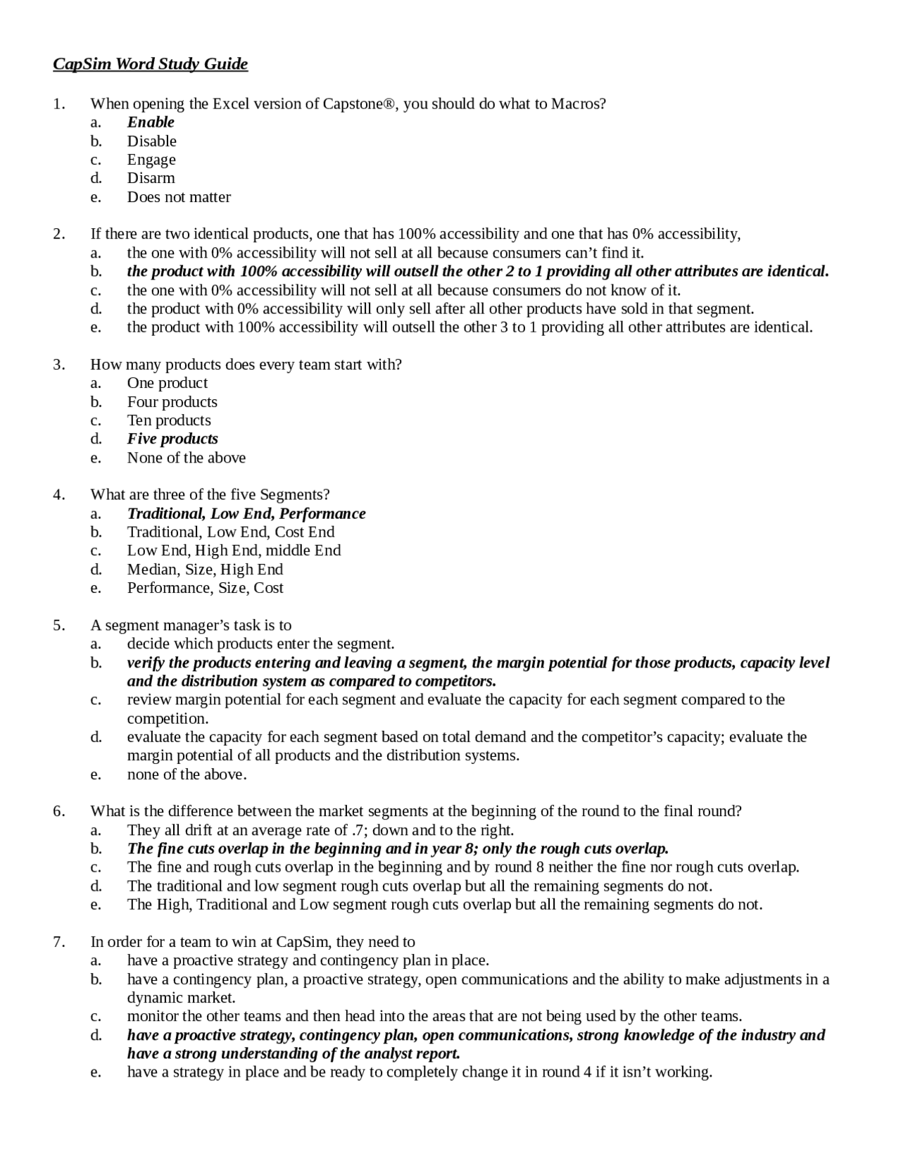 MGT 4480 CAPSIM-Exam Question And Answers Graded | Exams Marketing ...