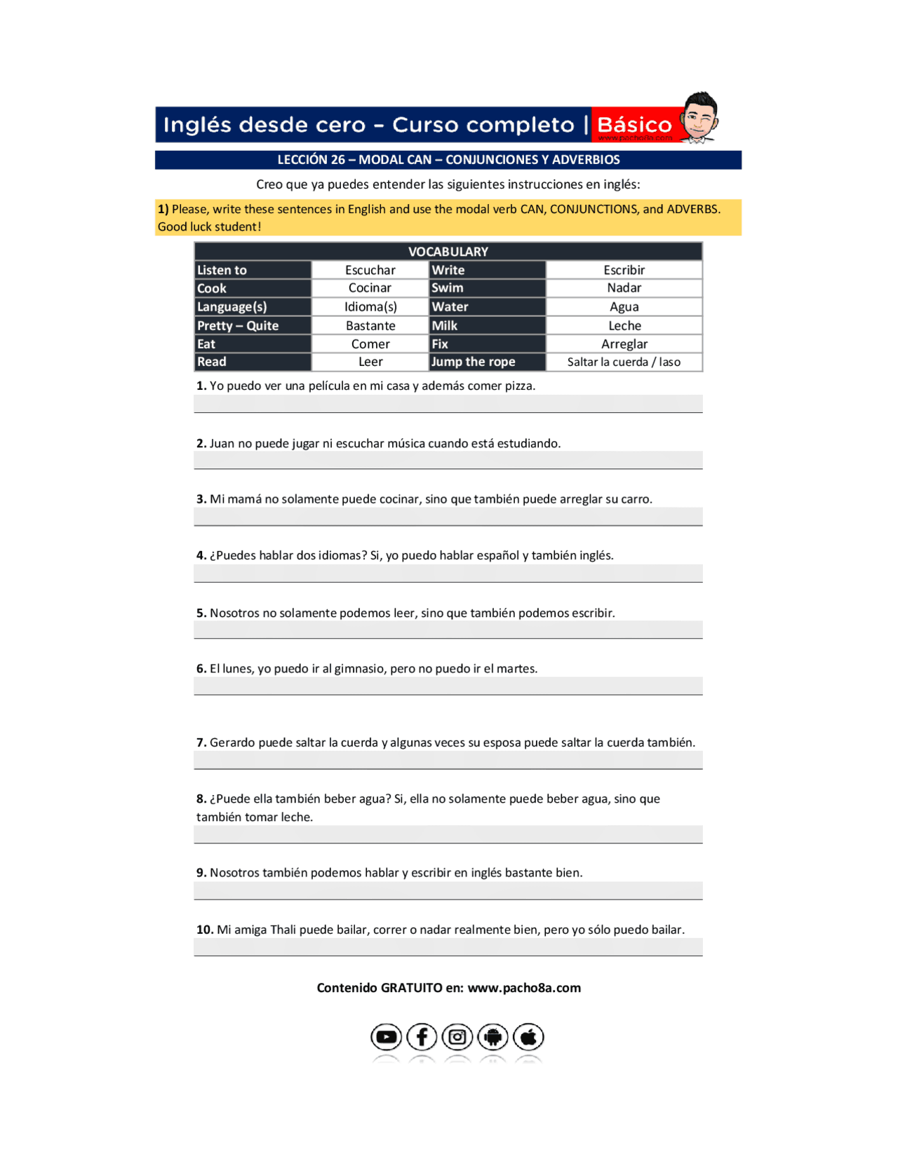 Verbos Modales En Ingles Ejercicios De Inglés Técnico Docsity