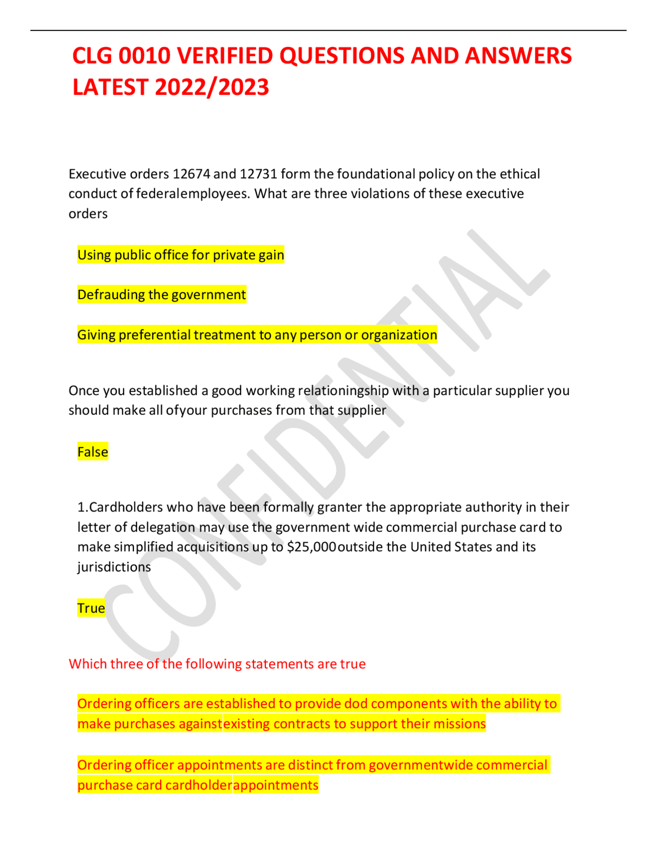 CLG 0010 VERIFIED QUESTIONS AND ANSWERS LATEST 2022 | Exams Nursing ...