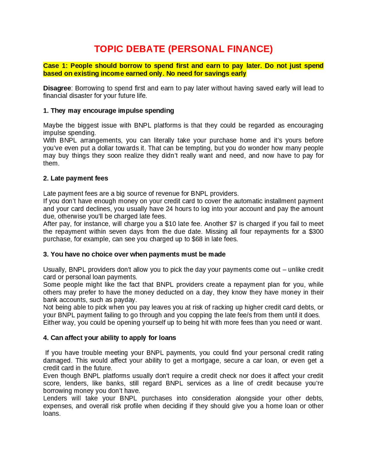 Topics Debating in Personal Finance | Study Guides, Projects, Research ...