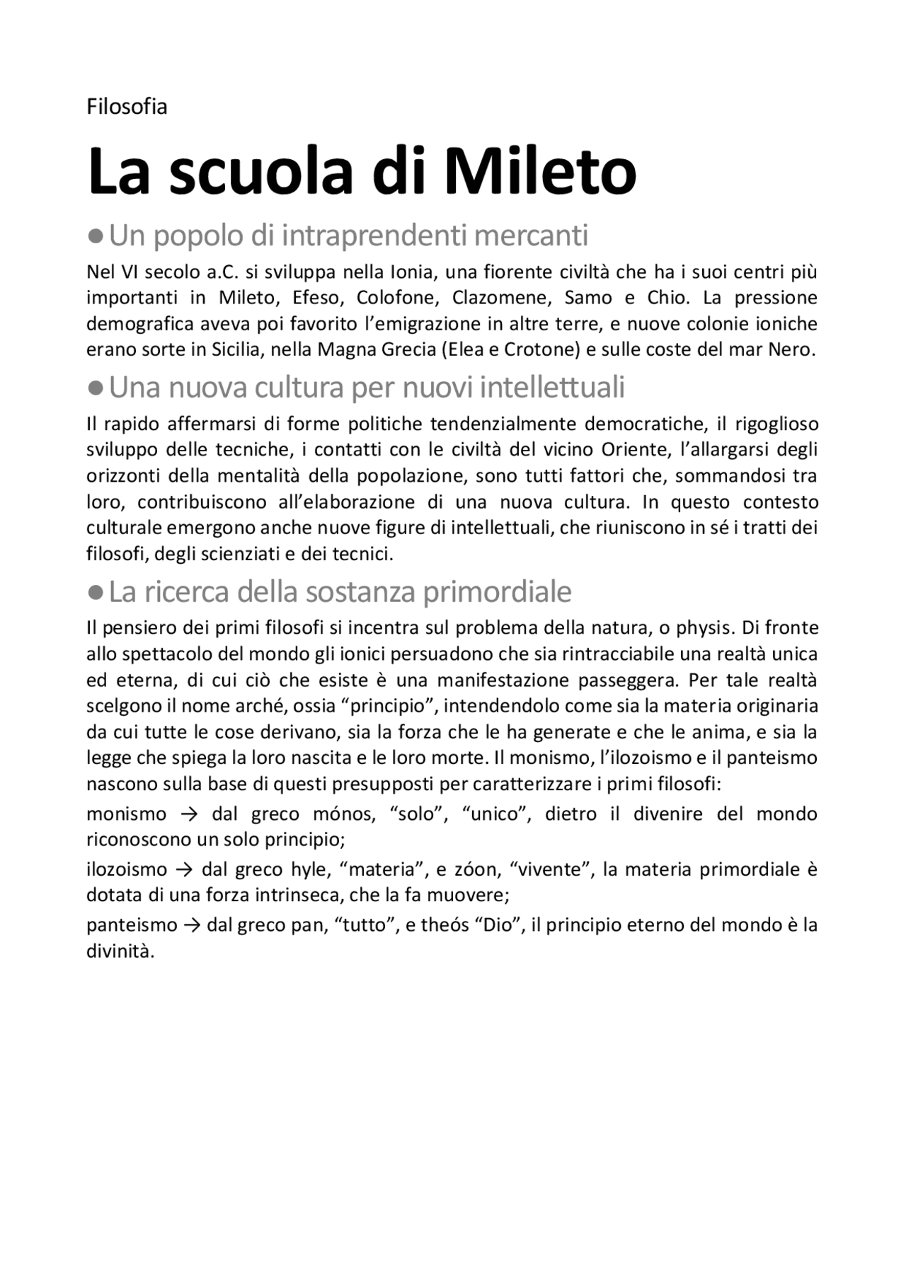 La scuola di Mileto: Talete, Anassimene e Anassimandro | Sintesi del ...