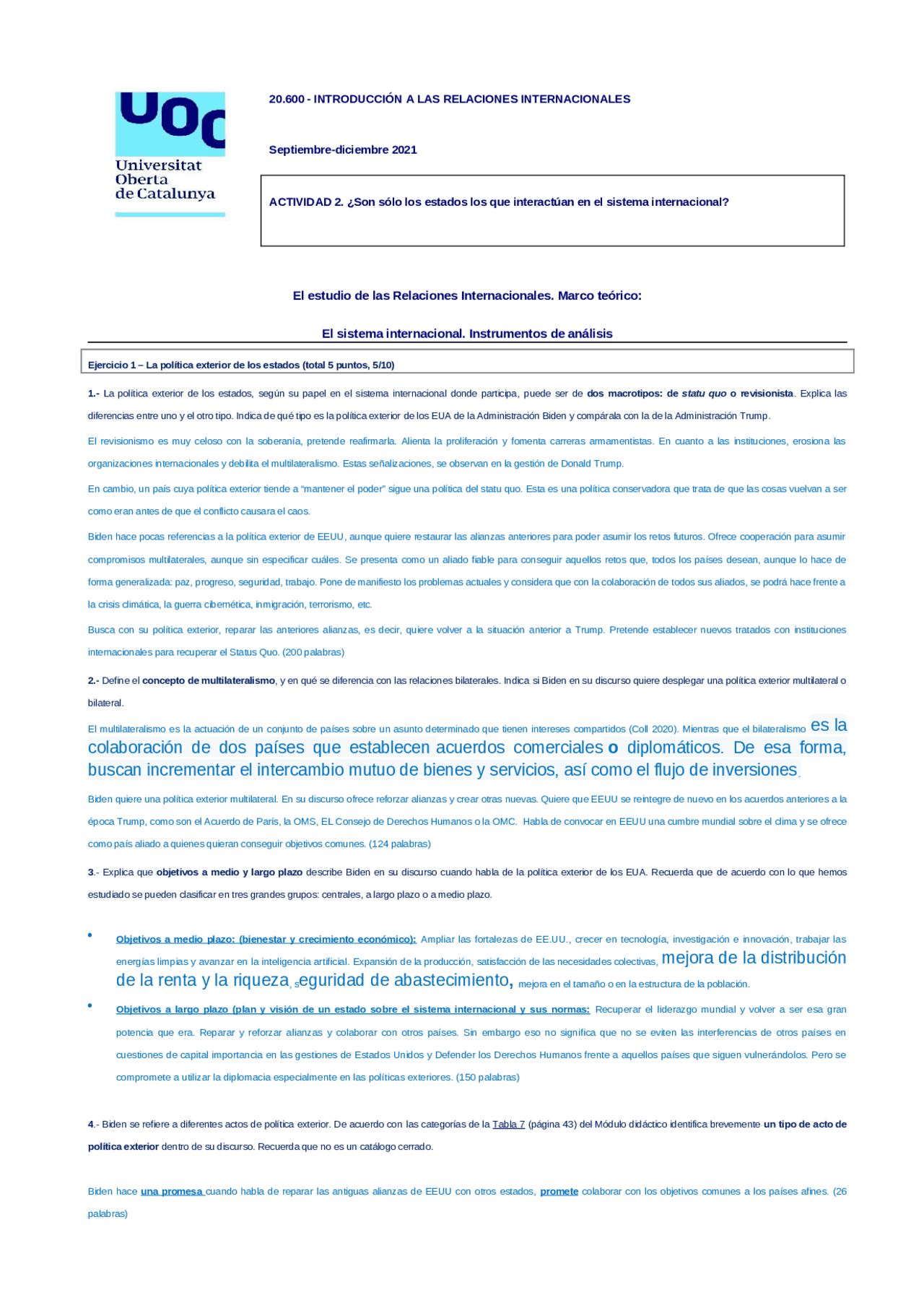 Introducción a las RRII PAC2 | Ejercicios de Relaciones Internacionales ...