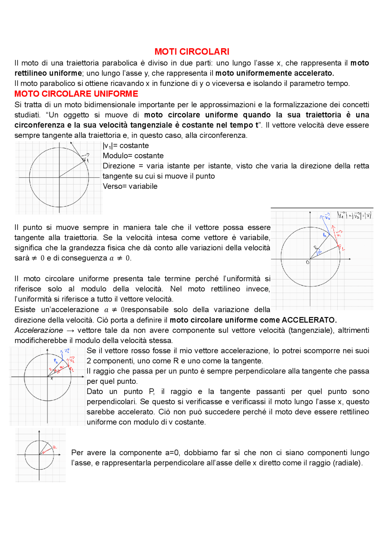 Moto Circolare Uniforme Schemi E Mappe Concettuali Di Fisica Docsity