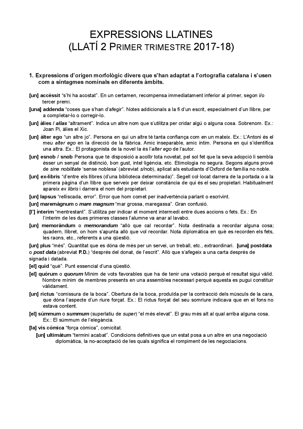 Latinismos Latin 2022 Apuntes De Latín Docsity