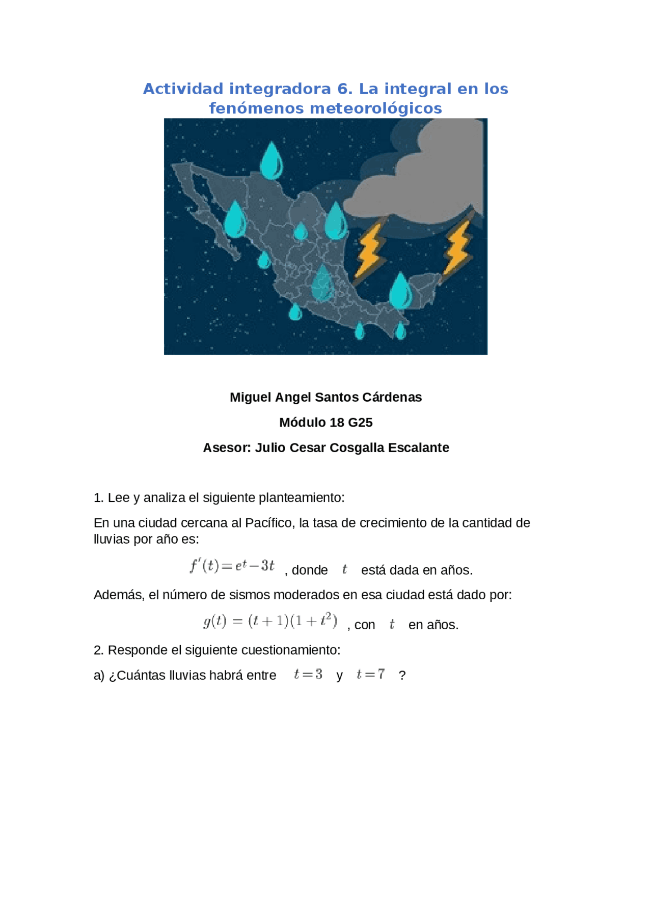 Actividad Integradora 6 La Integral En Los Fenómenos Meteorológicos