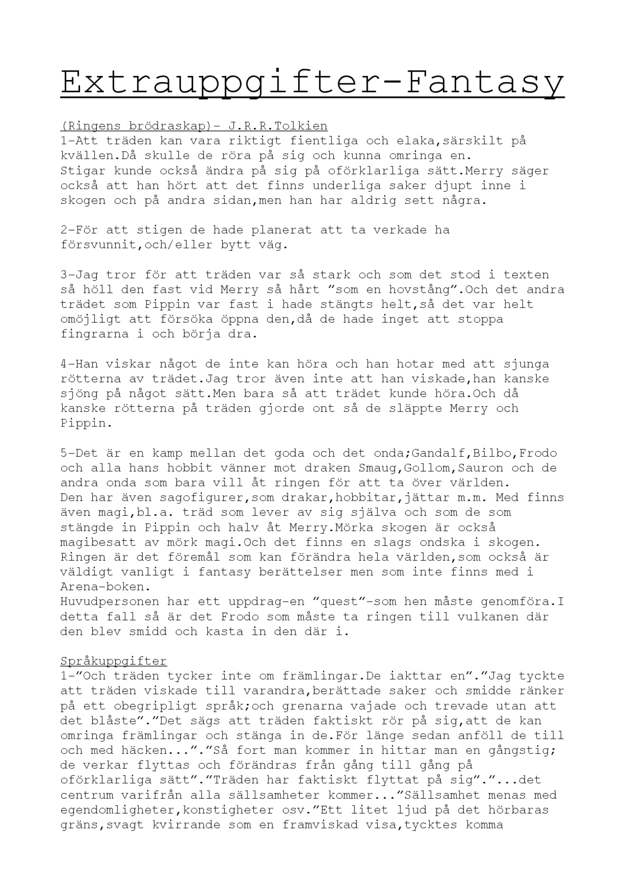 Fantasy Exercises about "The Brotherhood of the Ring" by J.R.R.Tolkien ...