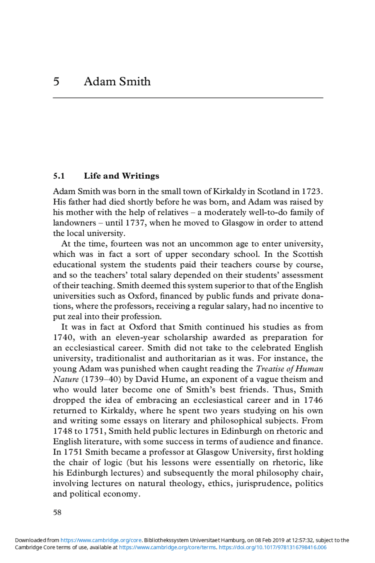 Adam Smith Life And Writings Essays University Economics Docsity