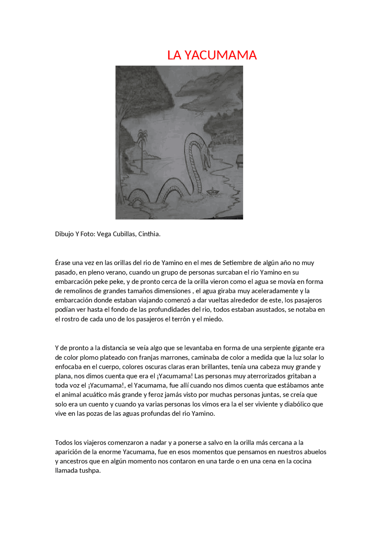 La yacumama resumen hecho por mi | Resúmenes de Literatura | Docsity