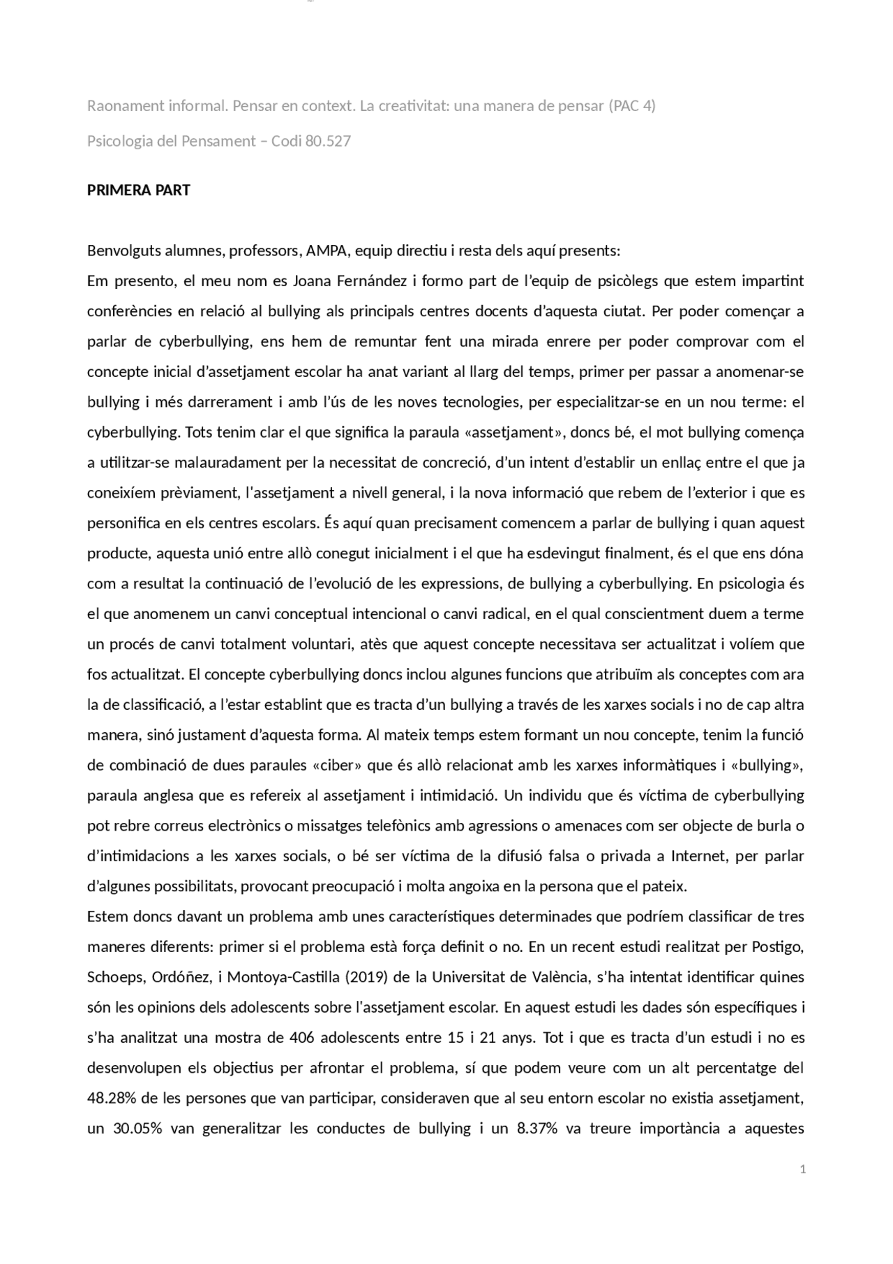 PAC 4 Psicologia del Pensament | Ejercicios de Psicología | Docsity