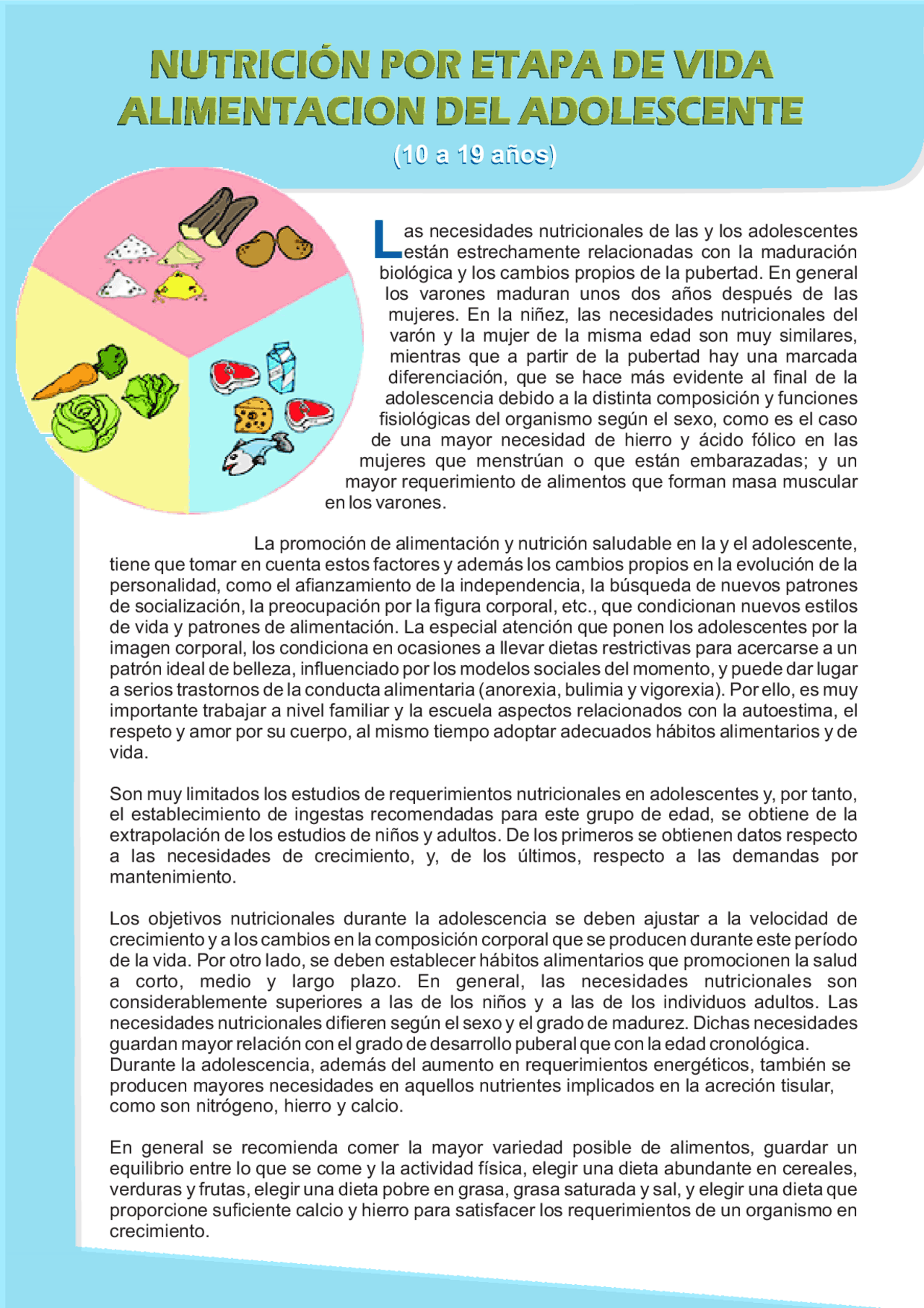 Alimentacion Adolescente Apuntes De Nutrición Docsity