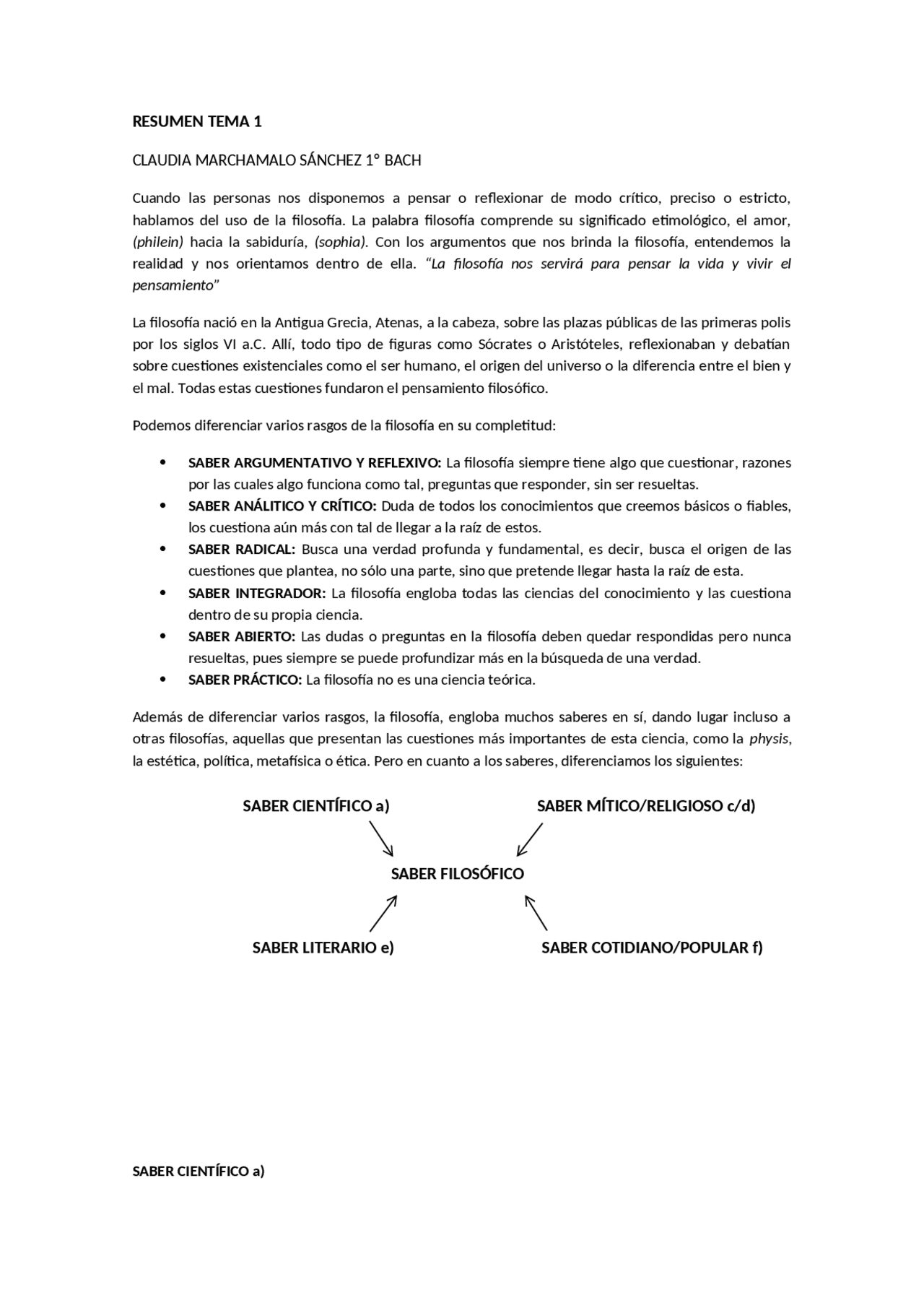 TIPOS DE SABERES FILOSÓFICOS | Resúmenes de Filosofía | Docsity