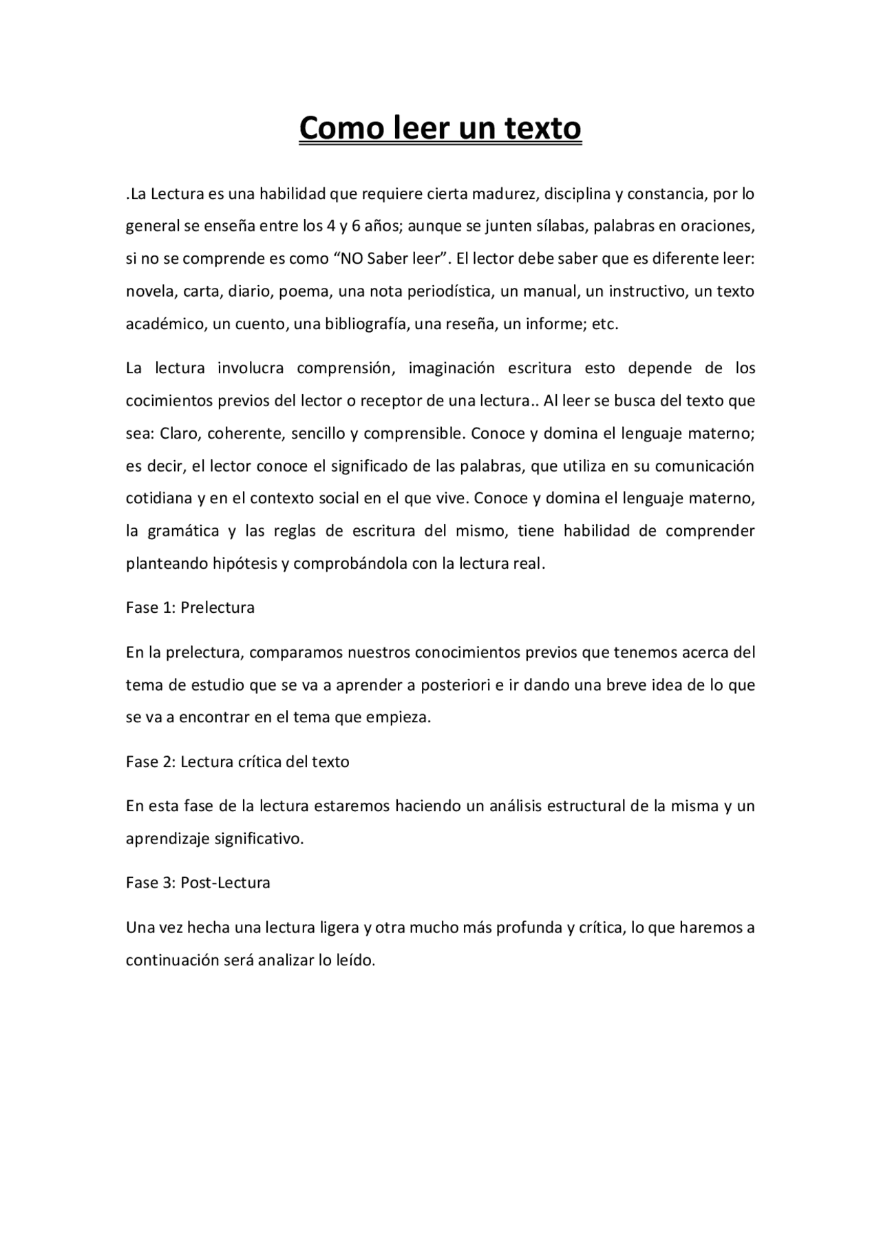 Las Fases de la Lectura: Prelectura, Lectura Crítica y Post-Lectura ...