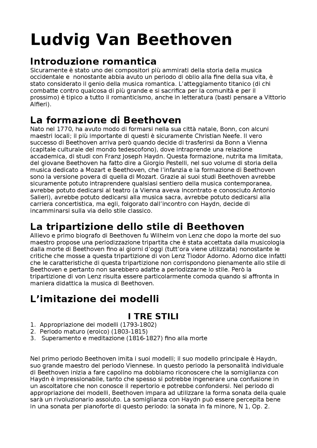 Ludvig Van Beethoven | Appunti di Storia della musica | Docsity