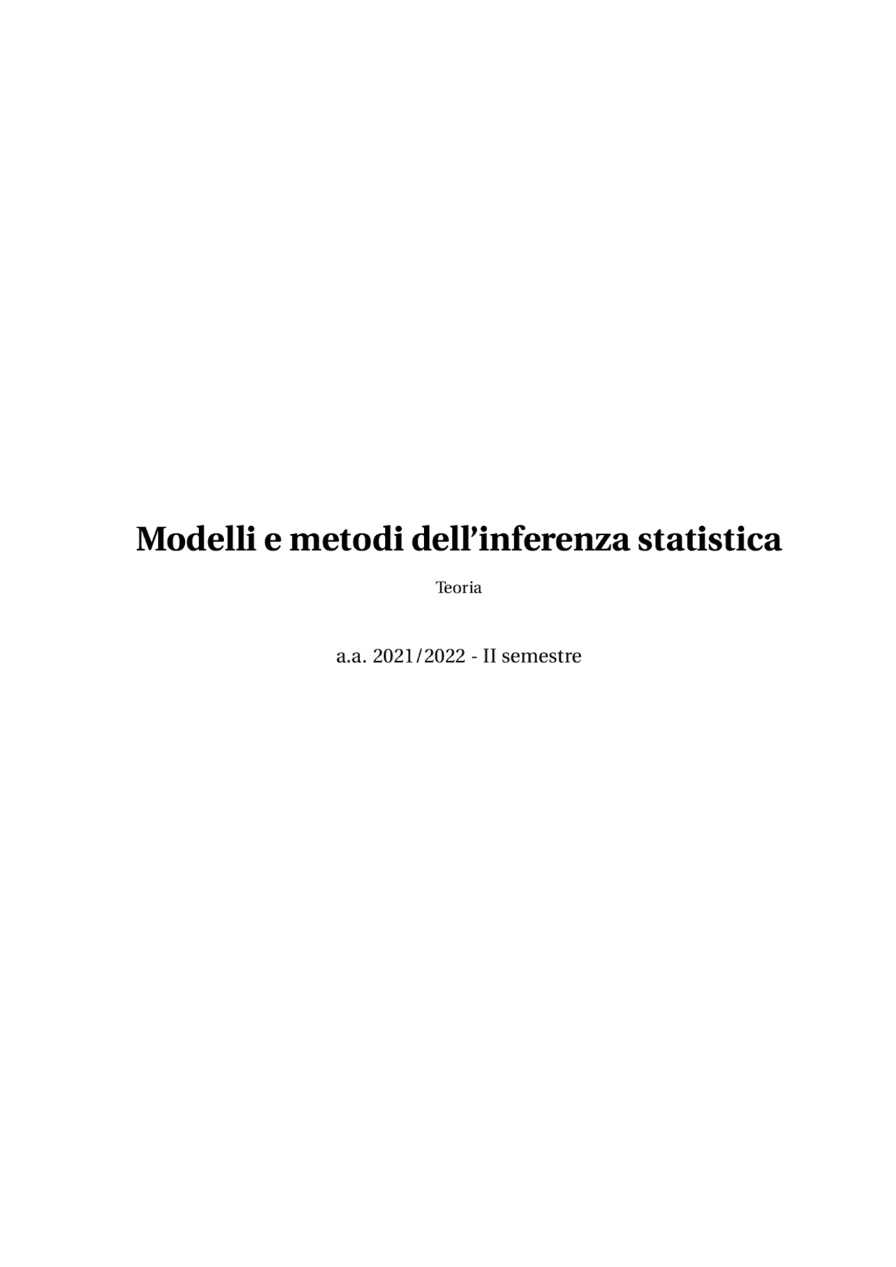 Dispense Di Statistica Inferenziale Dispense Di Statistica