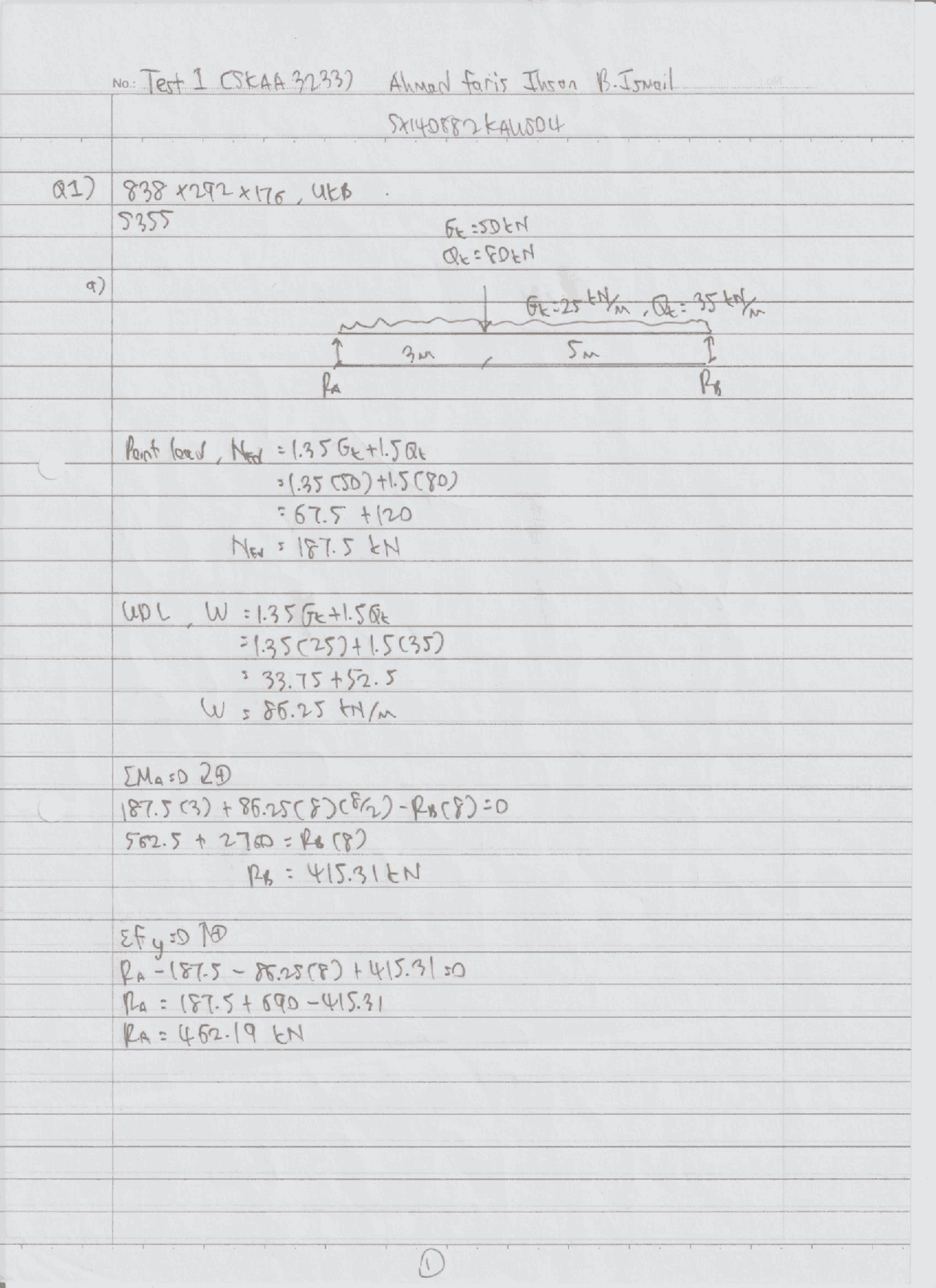 Beam And Column Steel Design Exam 1 Exams Structural Analysis Docsity