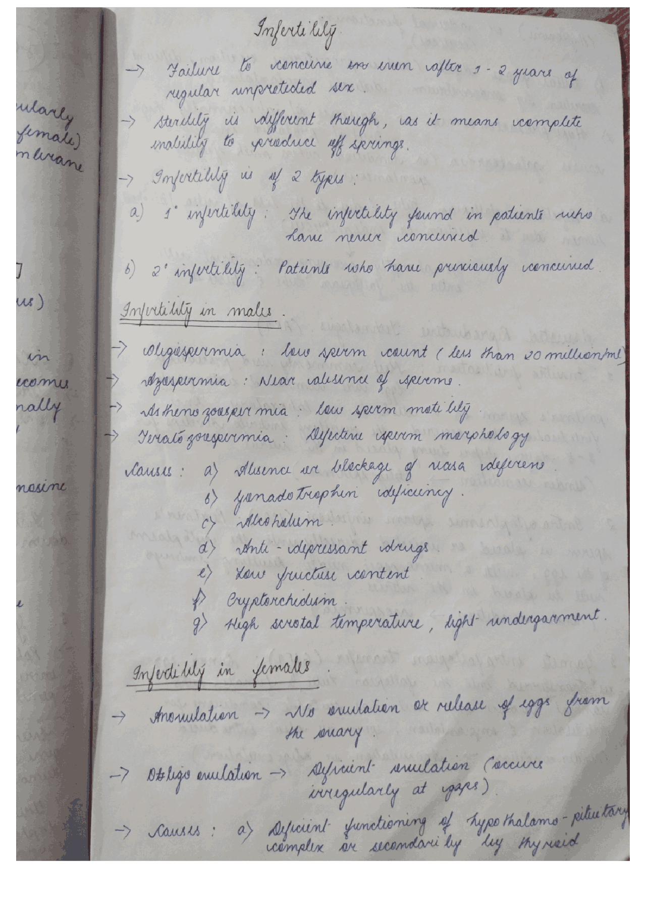 Infertility class 12 biology | Cheat Sheet Biology | Docsity