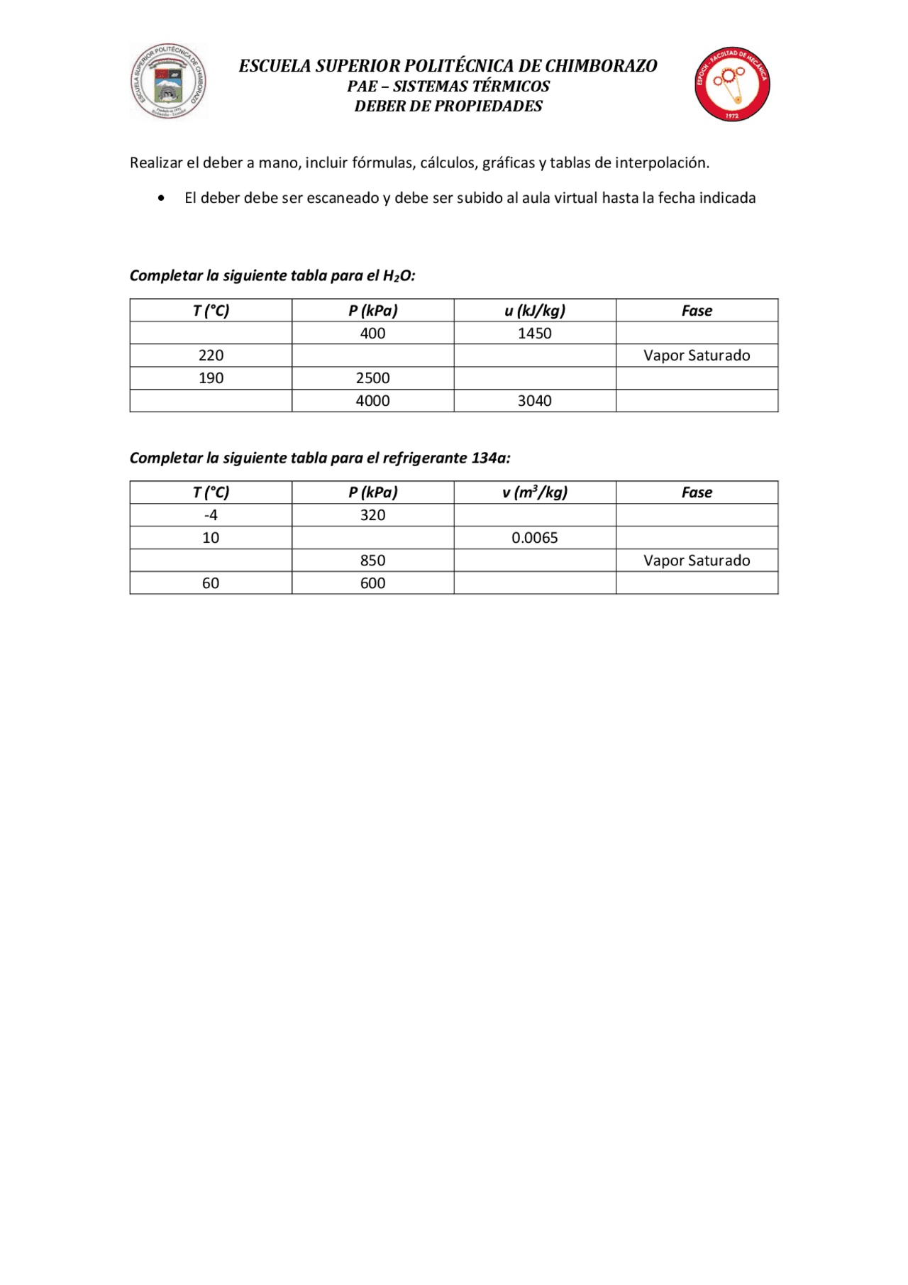 Carateristicas Termicas Ejercicios De Sistemas Termofluidos Docsity