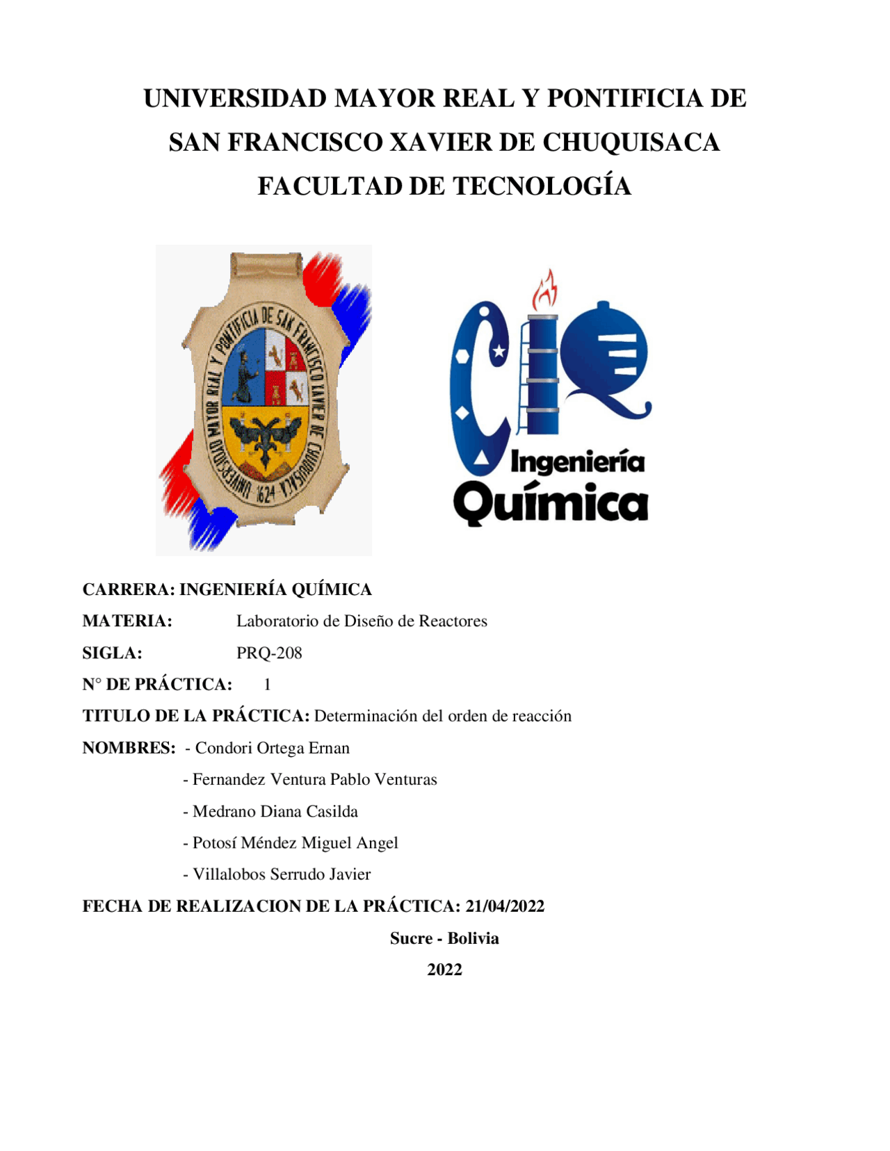 Informe De Diseño De Reactores Guías Proyectos Investigaciones De